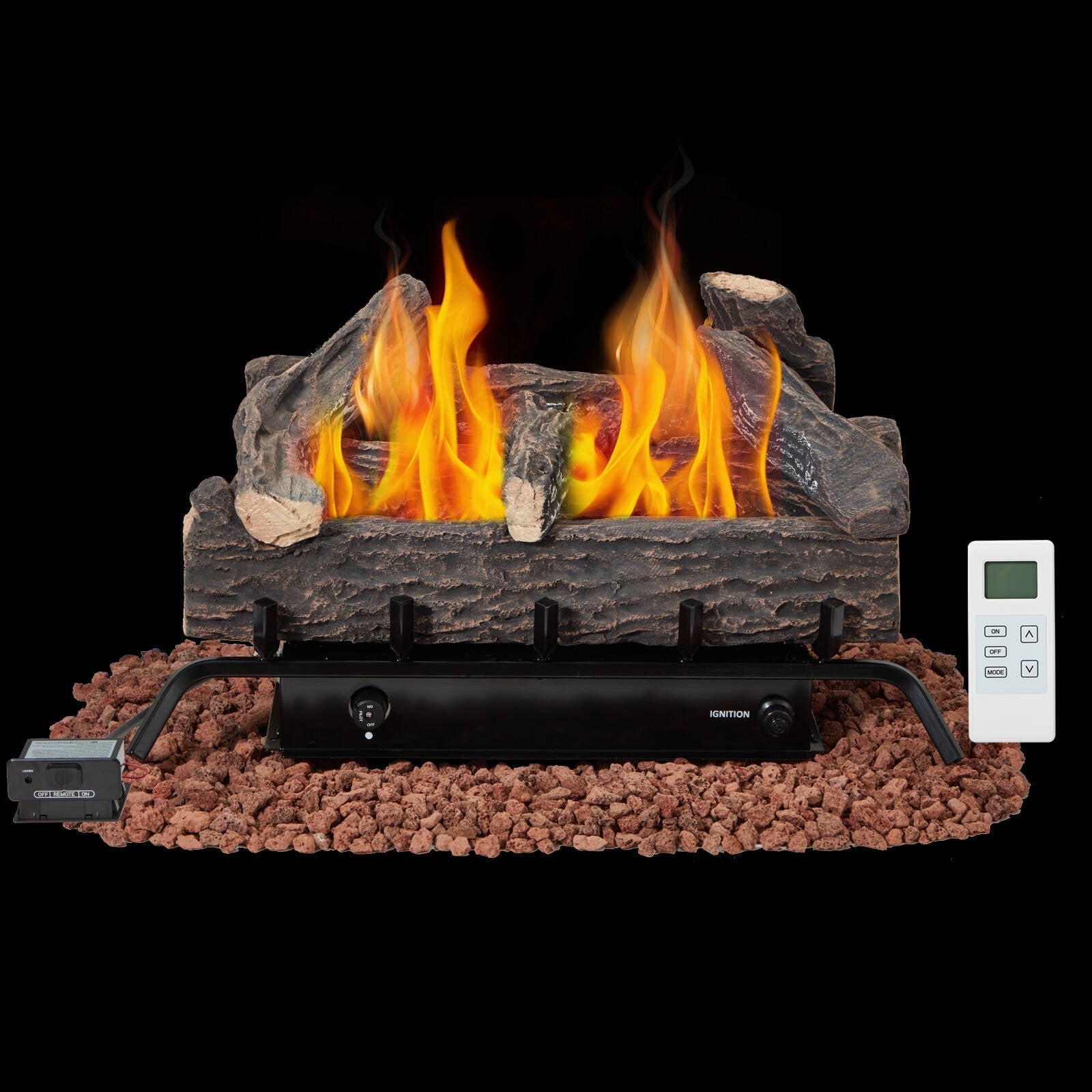 Erinnyees 24" Ventless Natural Gas Fireplace Log Set, 30,000 BTU, with ...
