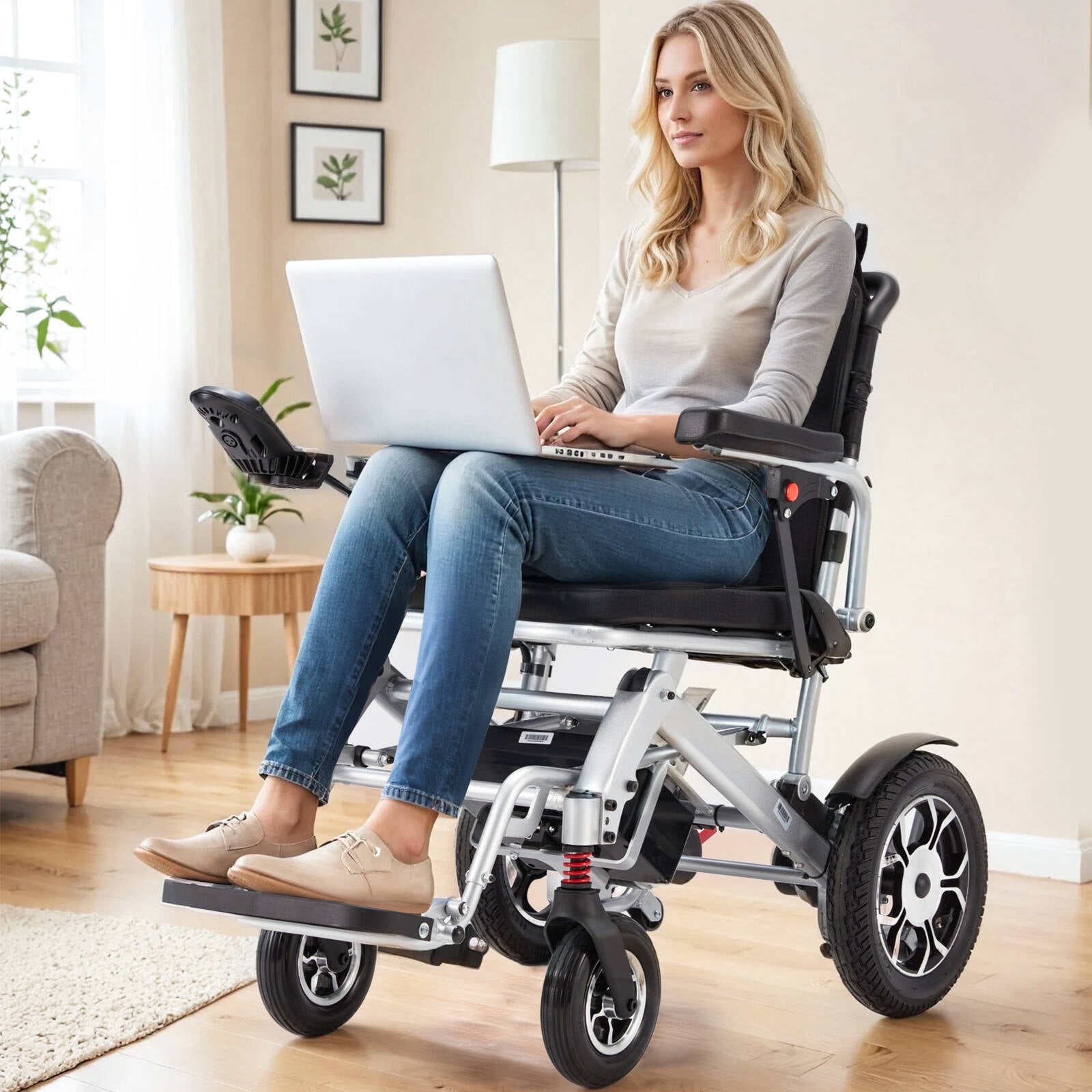 Erinnyees 24V Electric Wheelchair Foldable, 500W Dual Motor All-Terrain ...