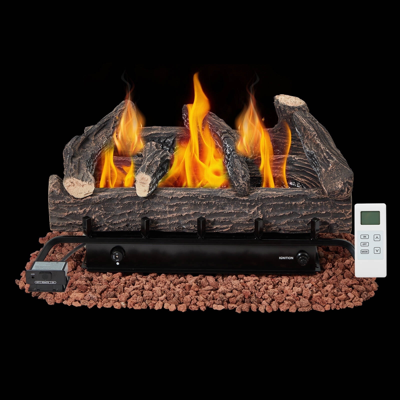 Erinnyees 27" Ventless Natural Gas Fireplace Log Set, 30,000 BTU, with ...