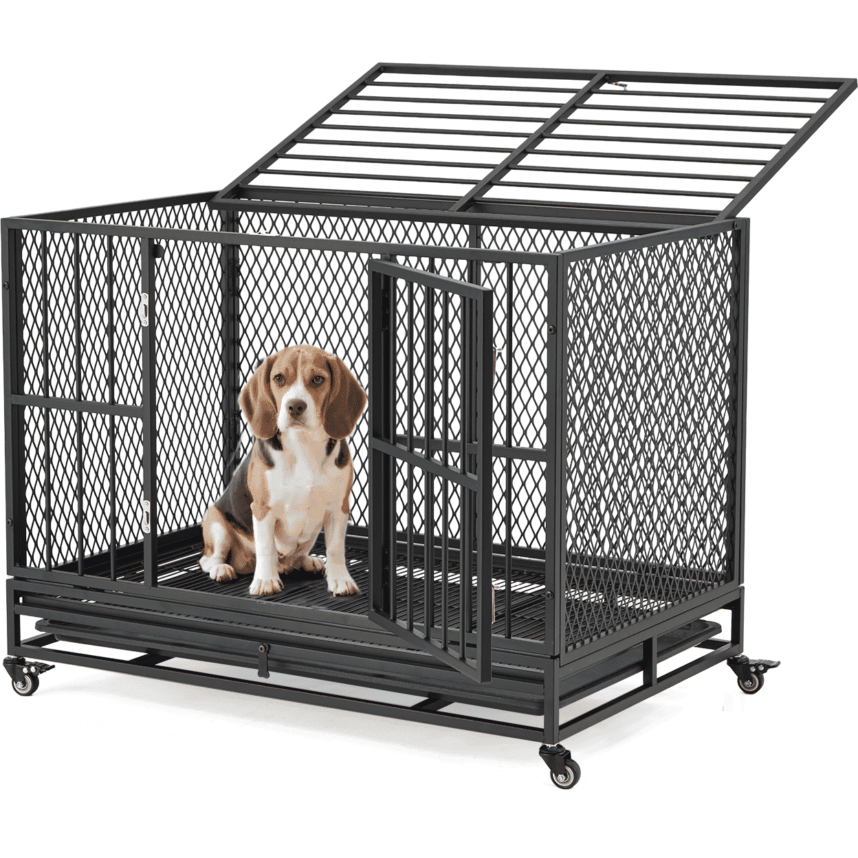 Erinnyees 37" Heavy Duty Dog Crate, Folding Large Dog Kennel for Medium ...