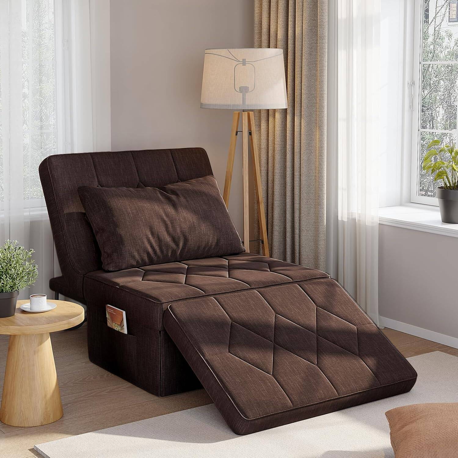 Erinnyees 74" Convertible Sofa Bed: 5-Position Adjustable Futon with ...