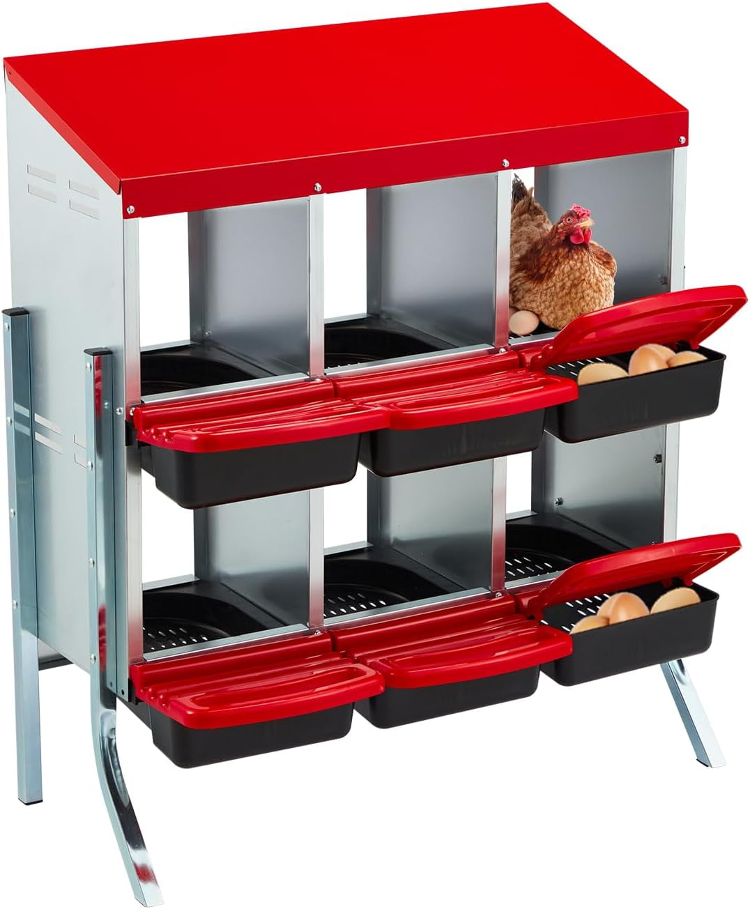 Erinnyees Chicken Nesting Box, 6 Compartment Metal Chicken Laying Box ...