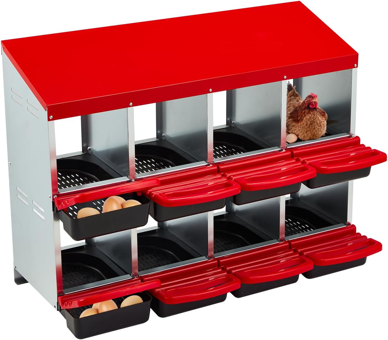 Erinnyees Chicken Nesting Box, 8 Compartment Metal Chicken Laying Box ...