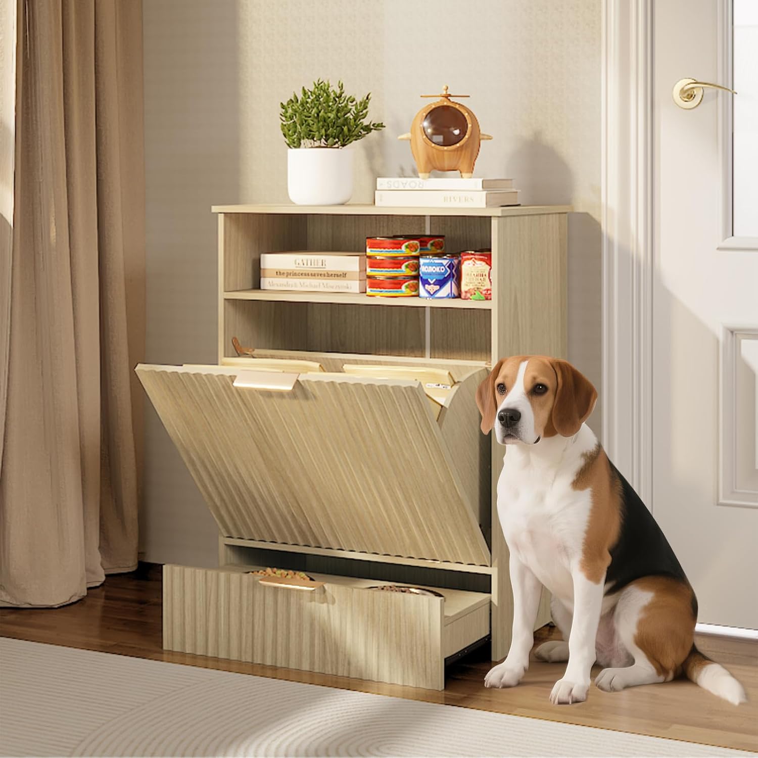 Erinnyees Dog Feeding Station, Dog Food Storage Container with Raised ...