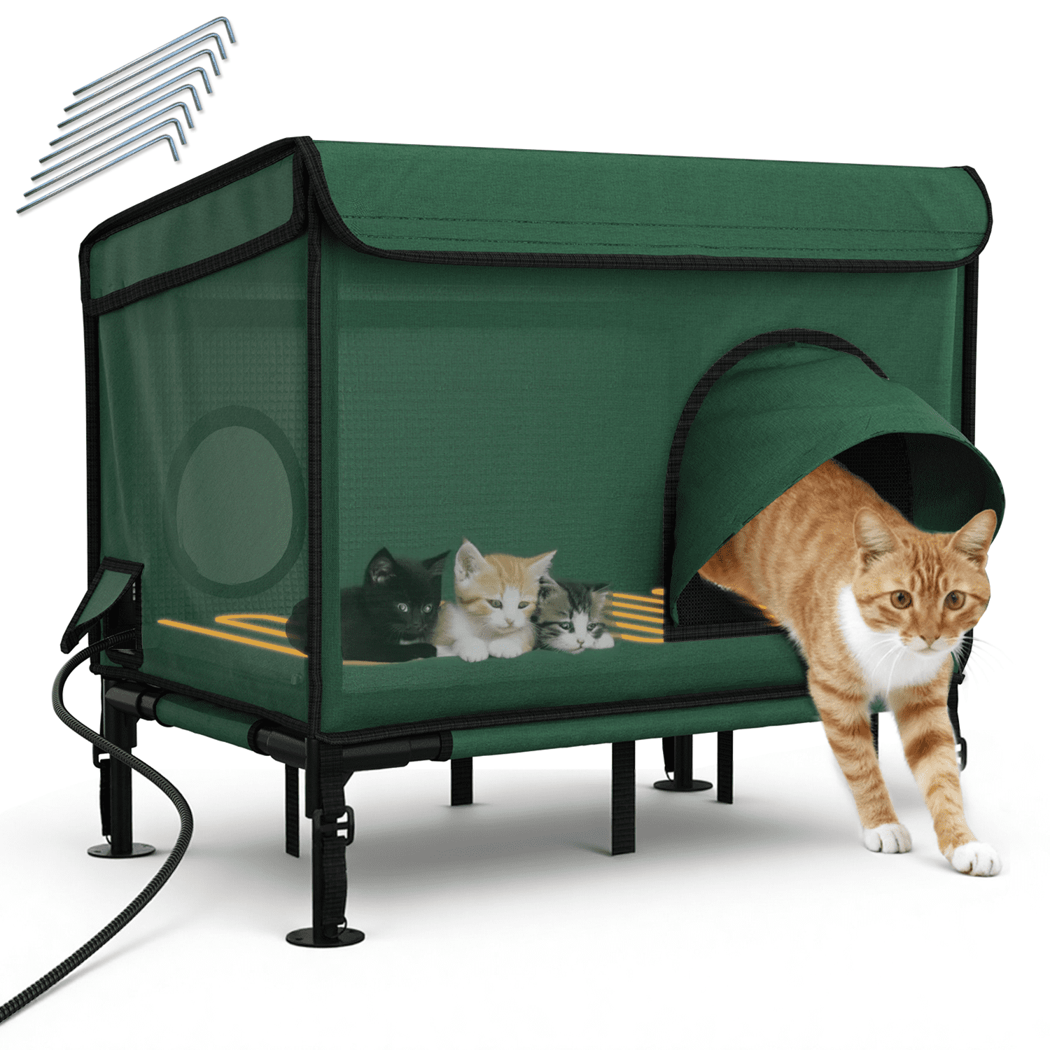 Erinnyees Heated 3-in-1 Weatherproof Cat Shelter, Large Insulated ...