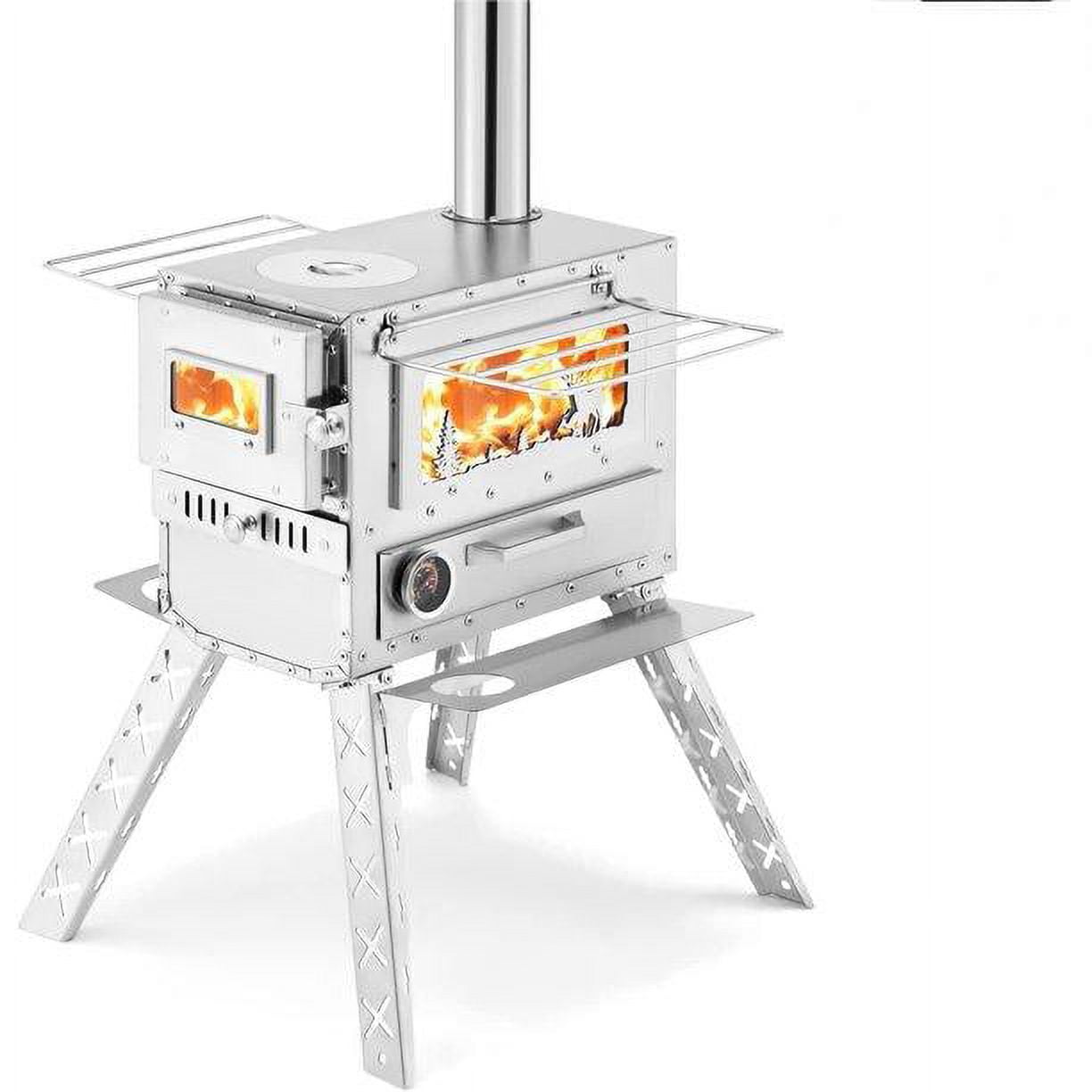 Erinnyees Portable Wood Burning Stove, Foldable Tent Stoves with Oven ...