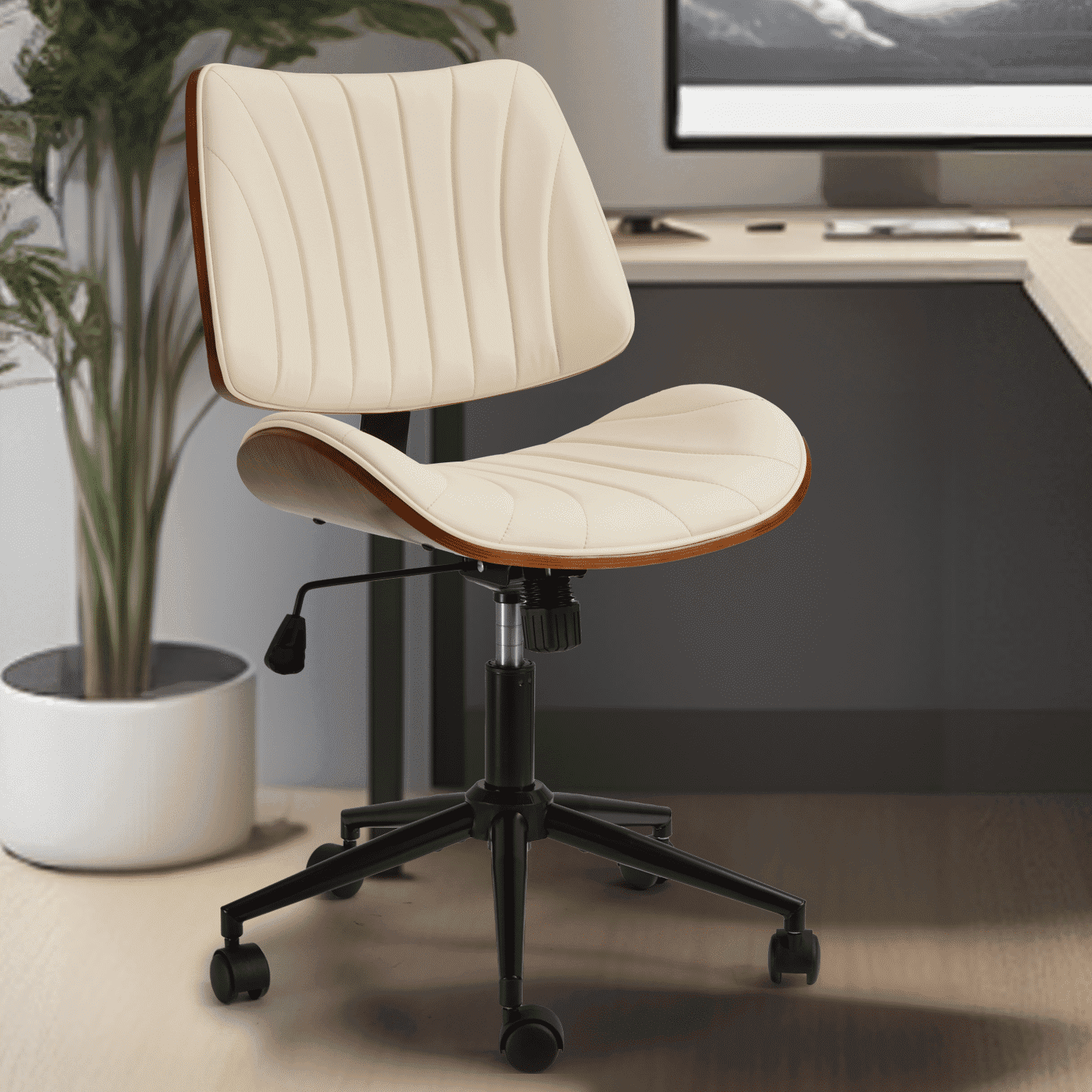 Erinnyees Wooden Office Desk Chair, Modern Armless Chairs, Armless ...