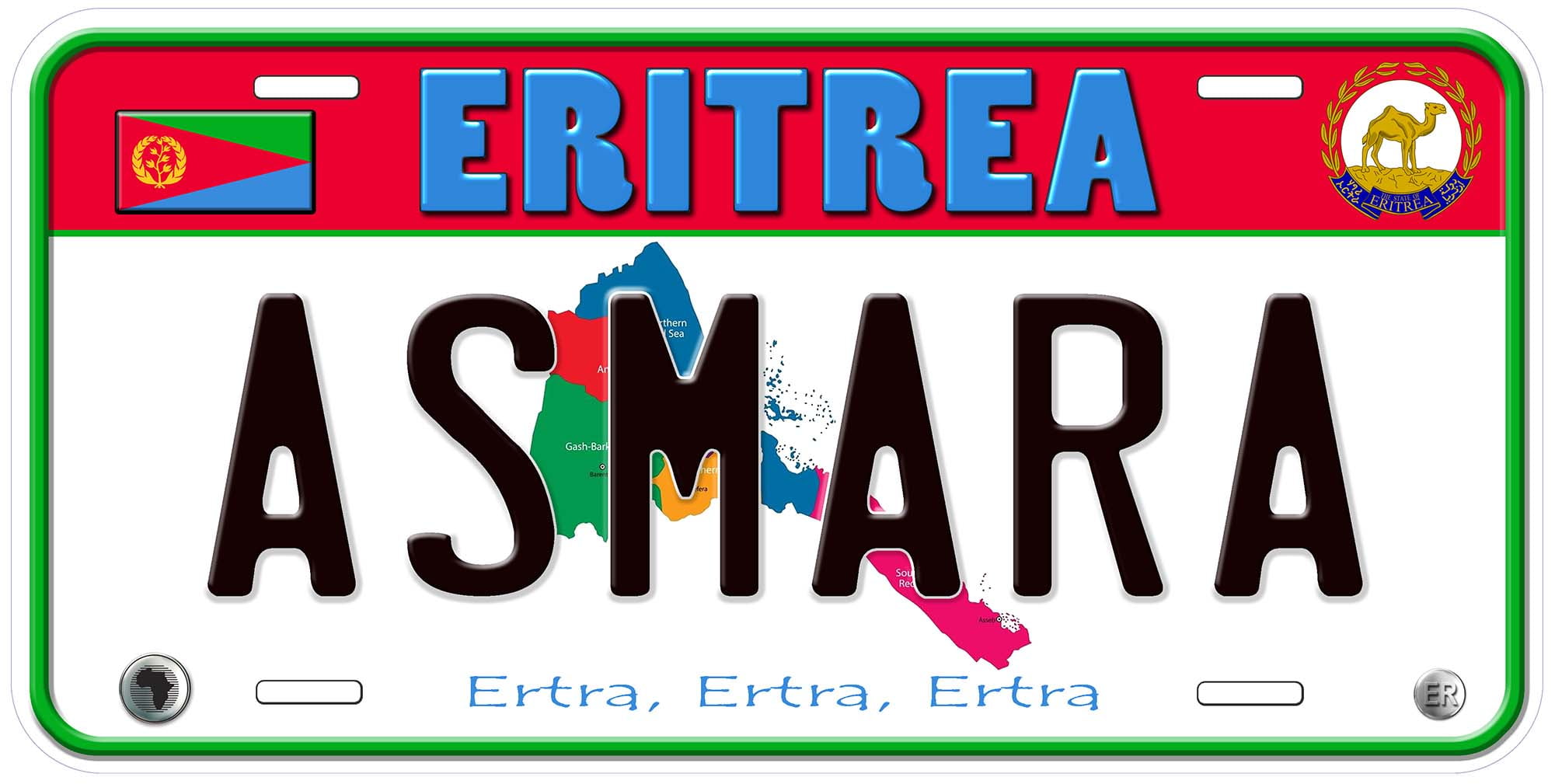 Eritrea Asmara Custom Novelty Car License Plate - Walmart.com