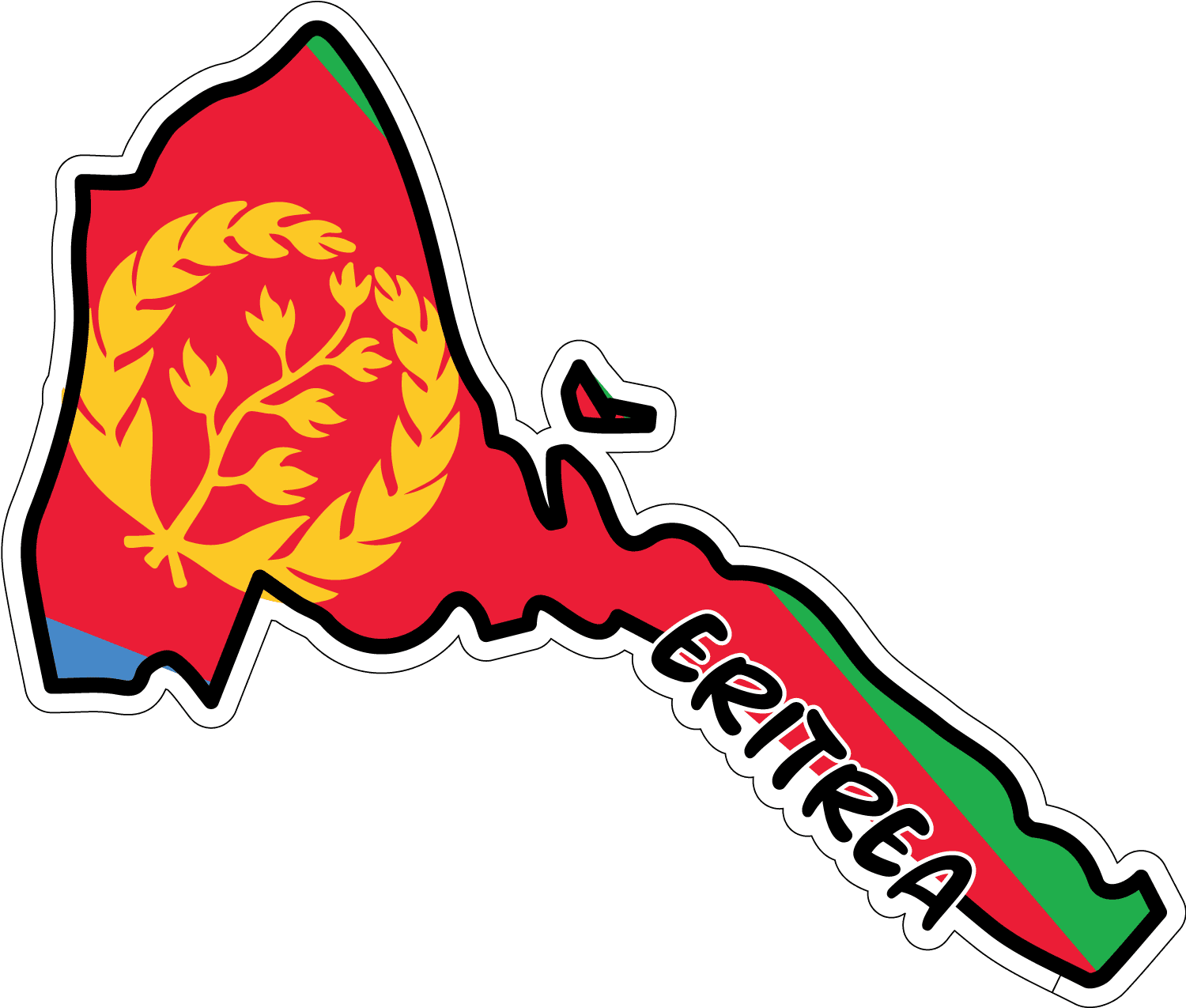 Eritrea Map Flag Sticker Decal / State of Eritrea / Asmara / Tigrinya / Eritrean 4 Inches - 4 ...