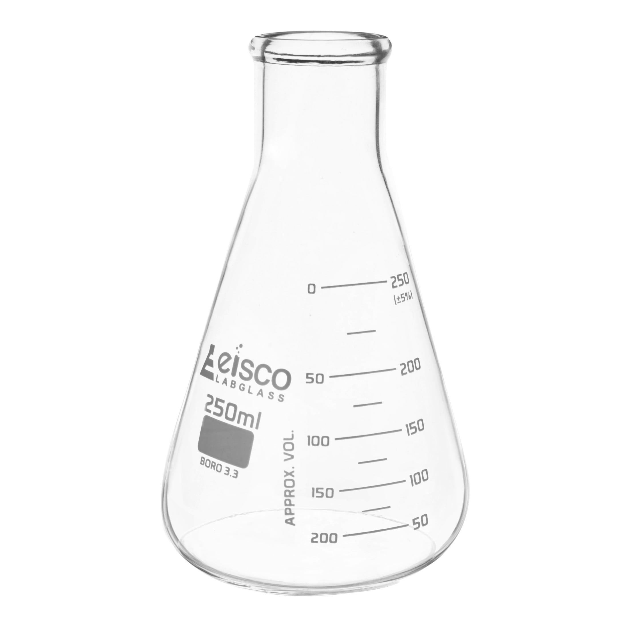 Erlenmeyer Flask, 250mL - ASTM, Dual Graduated Scale - Borosilicate ...