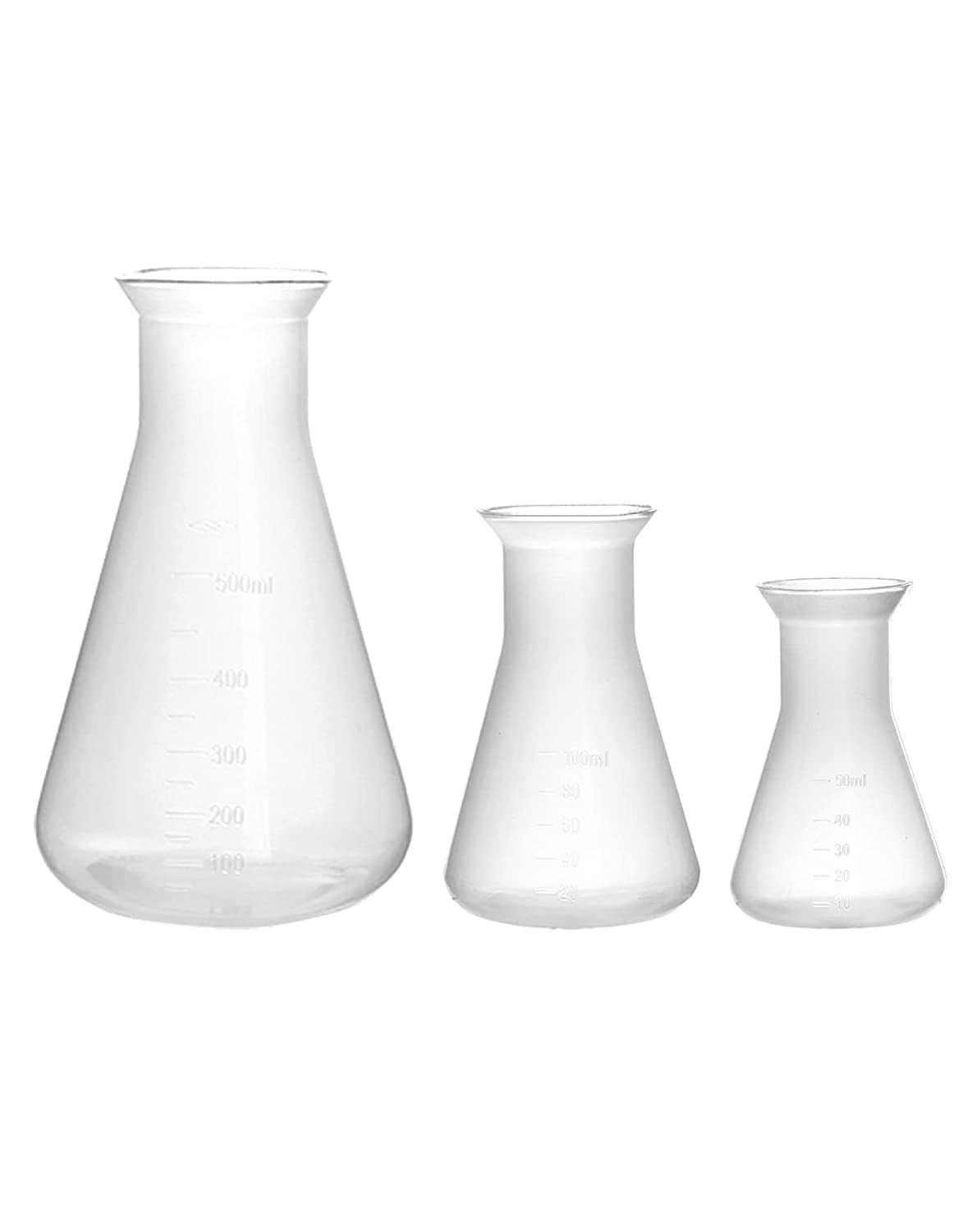 Erlenmeyer Flask, 3 Pack Clear Scale Plastic Conical Flask for ...