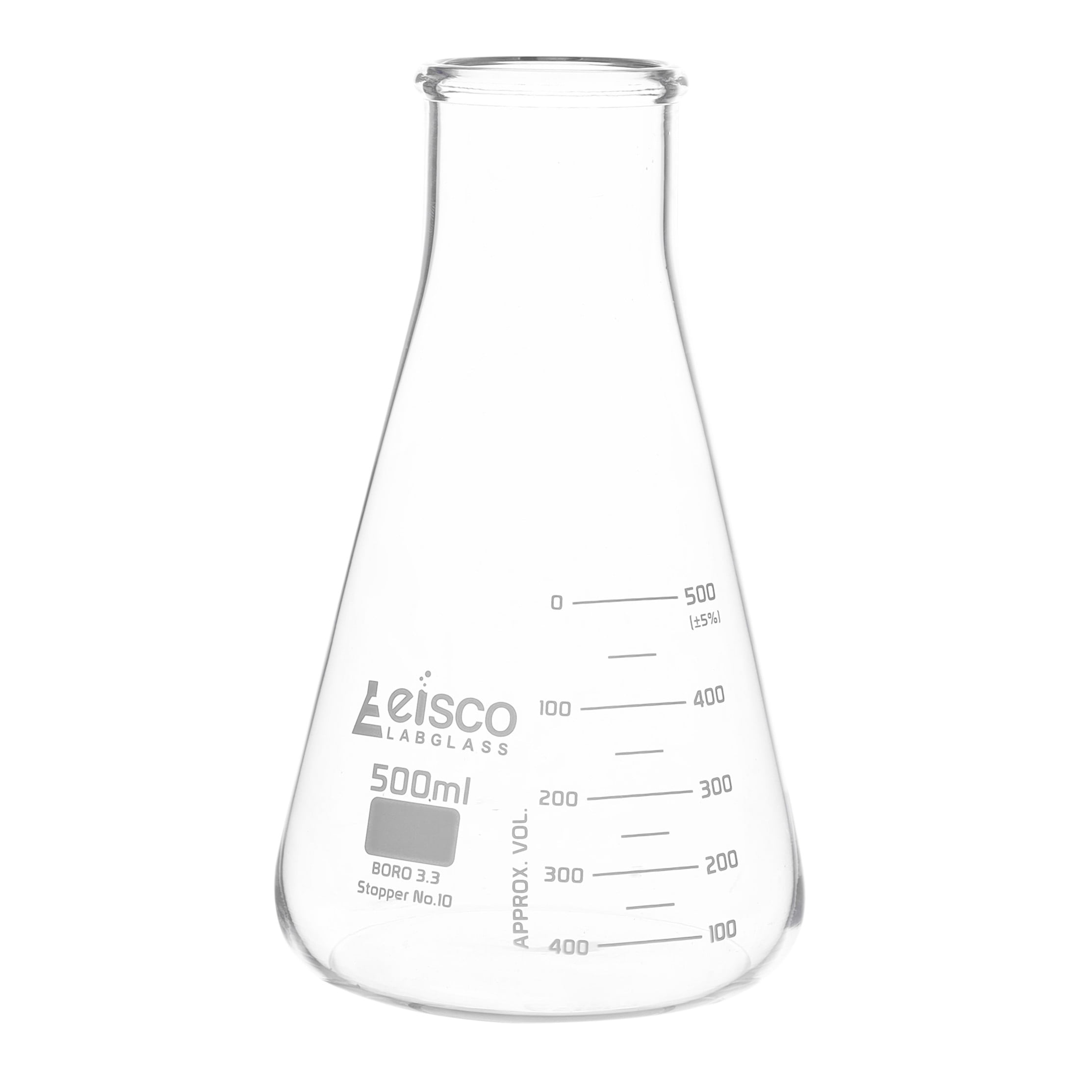 Erlenmeyer Flask, 500mL - Wide Neck - ASTM, Dual Graduated Scale ...
