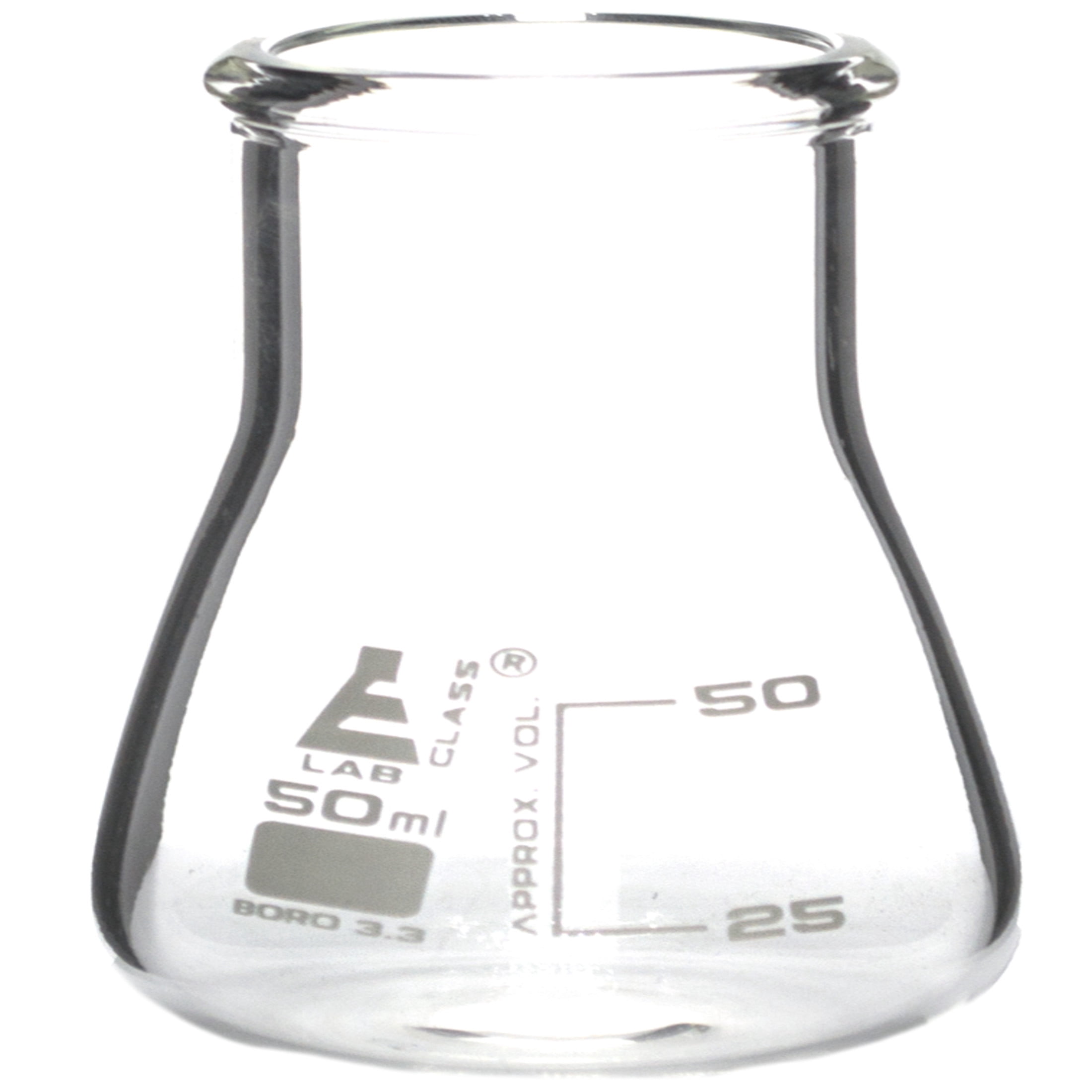 Erlenmeyer Flask, 50ml - Borosilicate Glass - Wide Neck, Conical Shape ...