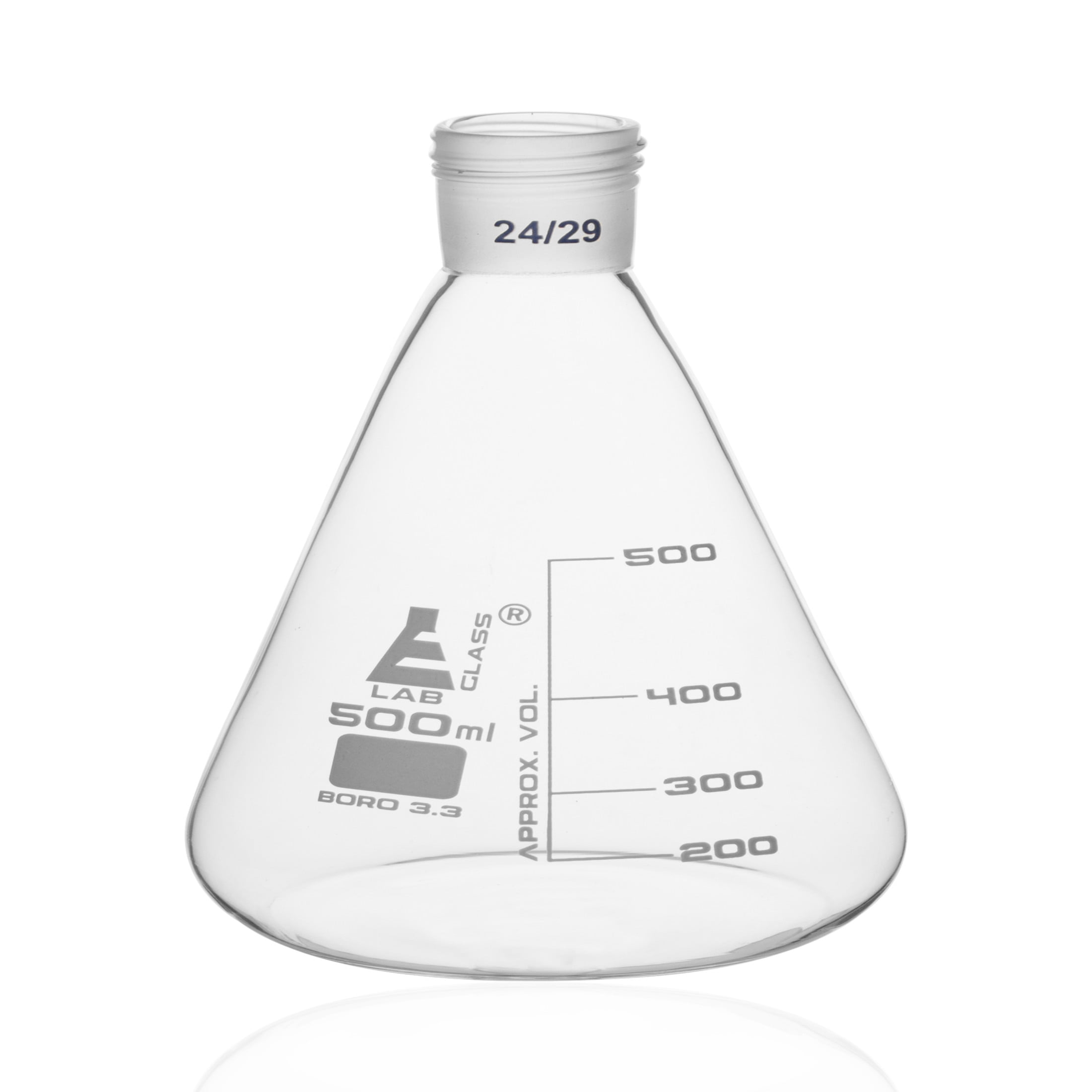 Erlenmeyer Flask with 24/29 Joint, 500ml - 100ml White Graduations ...