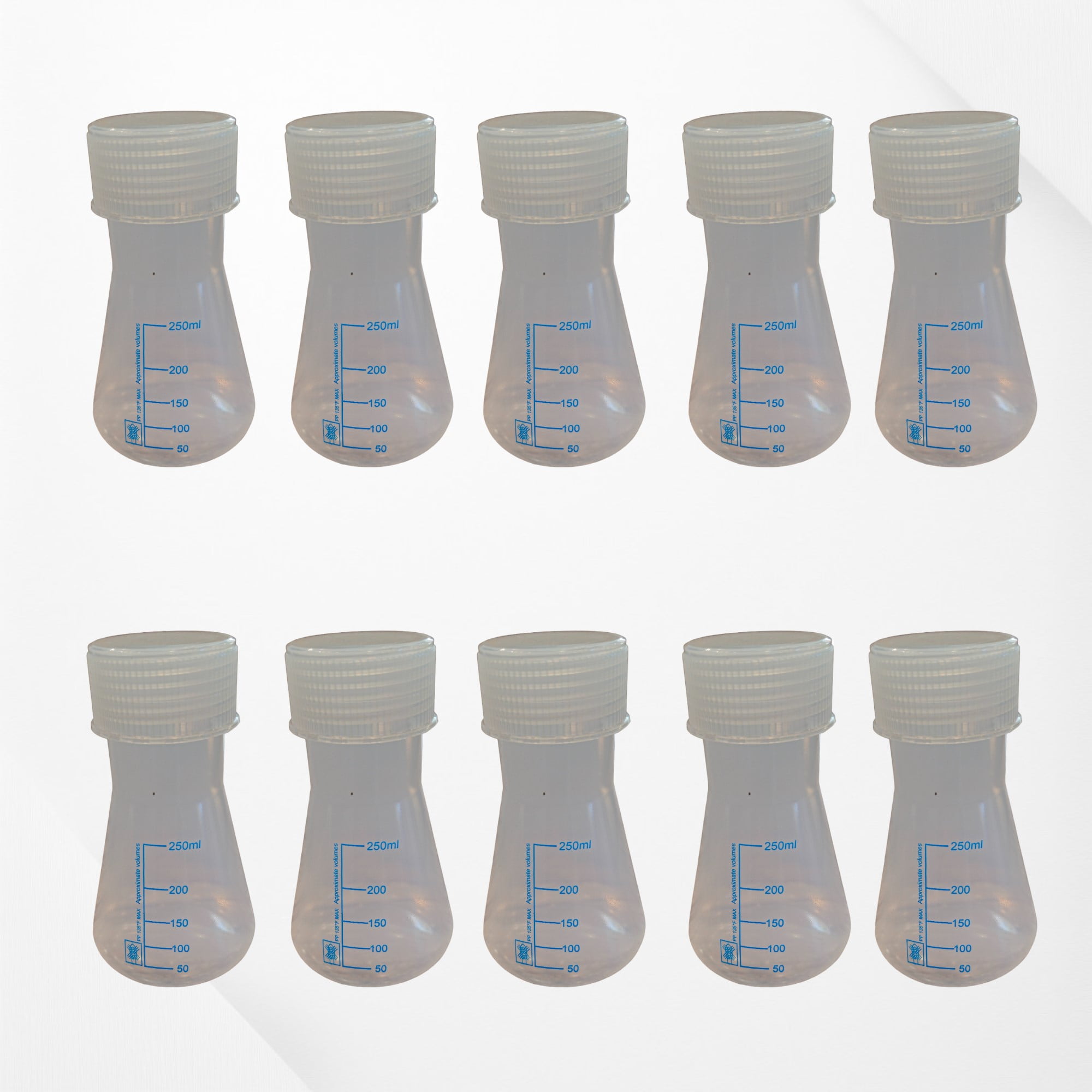 Erlenmeyer Polypropylene 250ml with screw cap and graduations up to ...