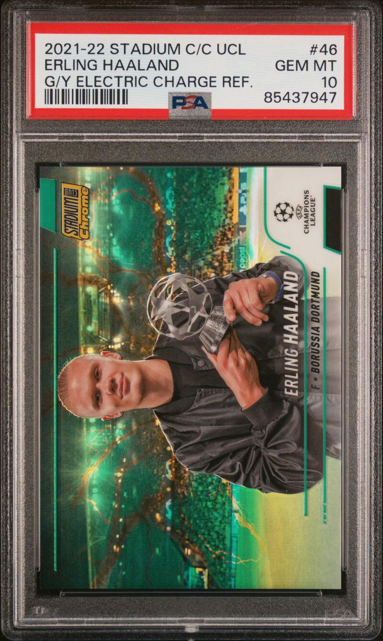 Erling Haaland 2021-22 Stadium Club UCL G/Y Electric Charge Ref /125 #46 PSA 10 - Walmart.com