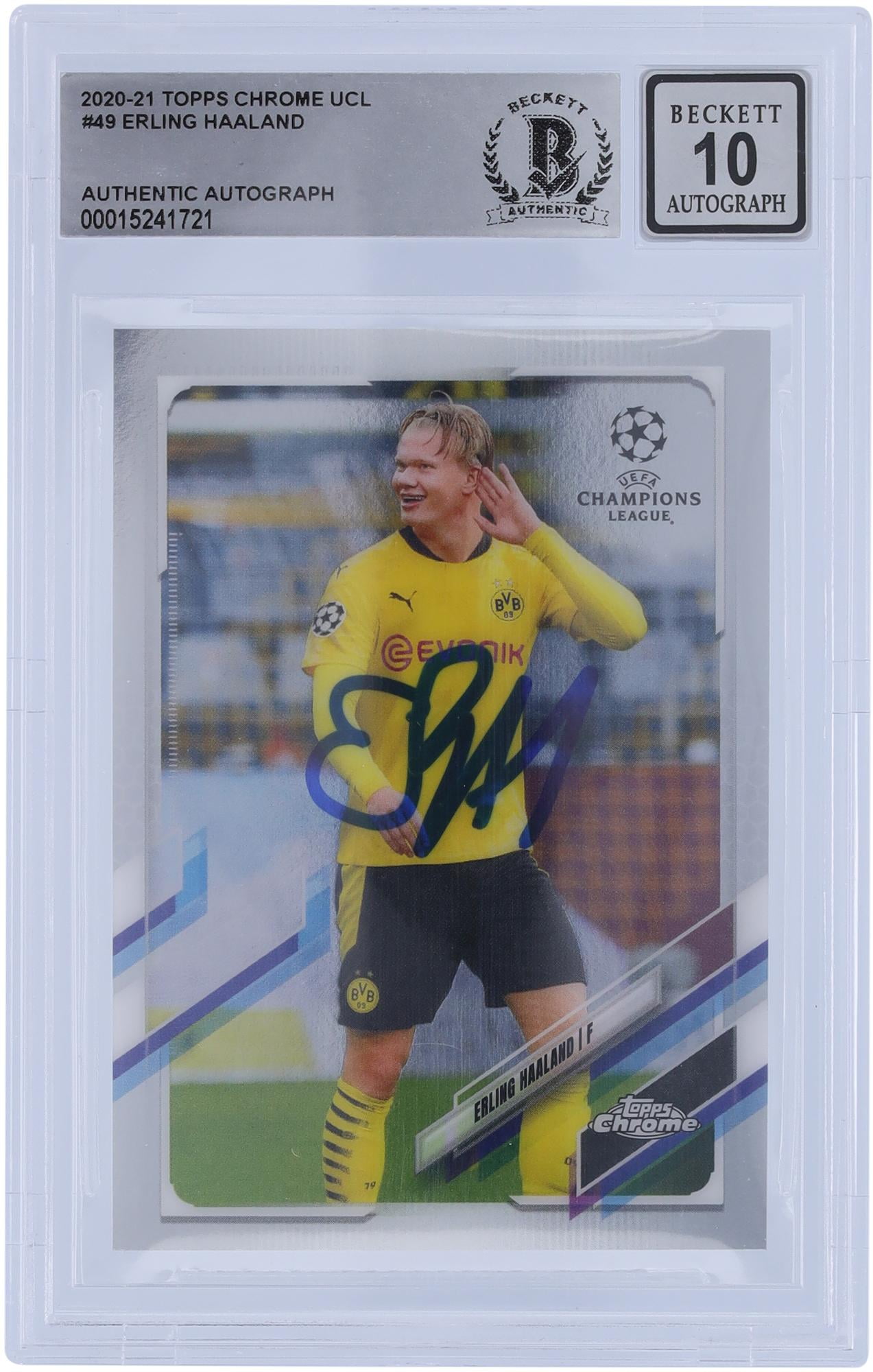 Erling Haaland Borussia Dortmund Autographed 2020-21 Topps Chrome UCL ...