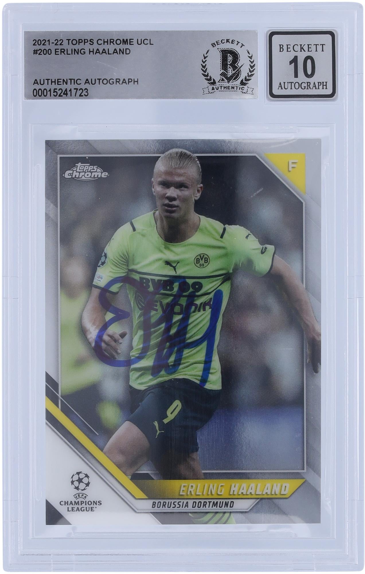 Erling Haaland Borussia Dortmund Autographed 2021-22 Topps Chrome UCL ...