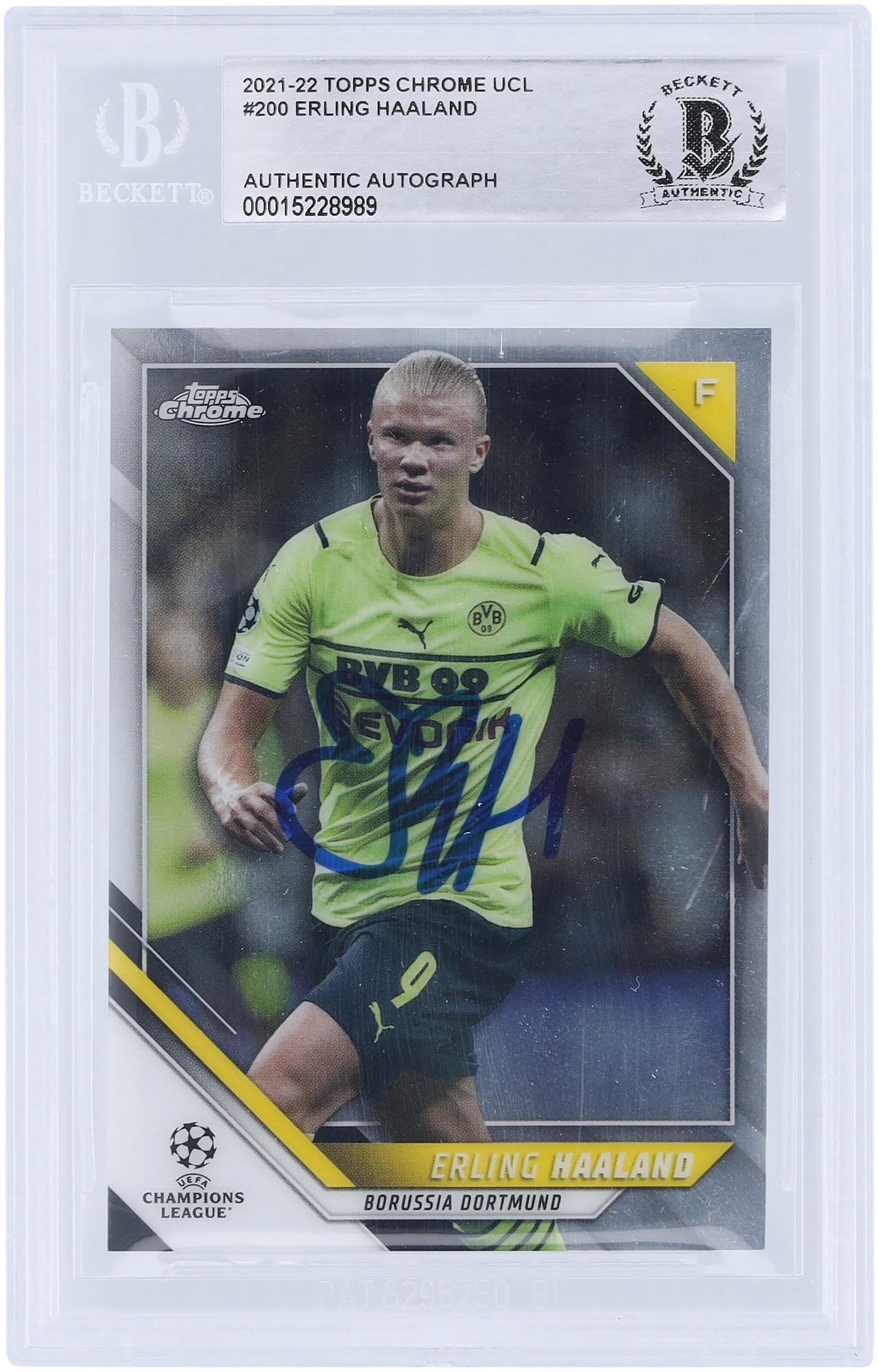 Erling Haaland Borussia Dortmund Autographed 2021-22 Topps Chrome UCL ...
