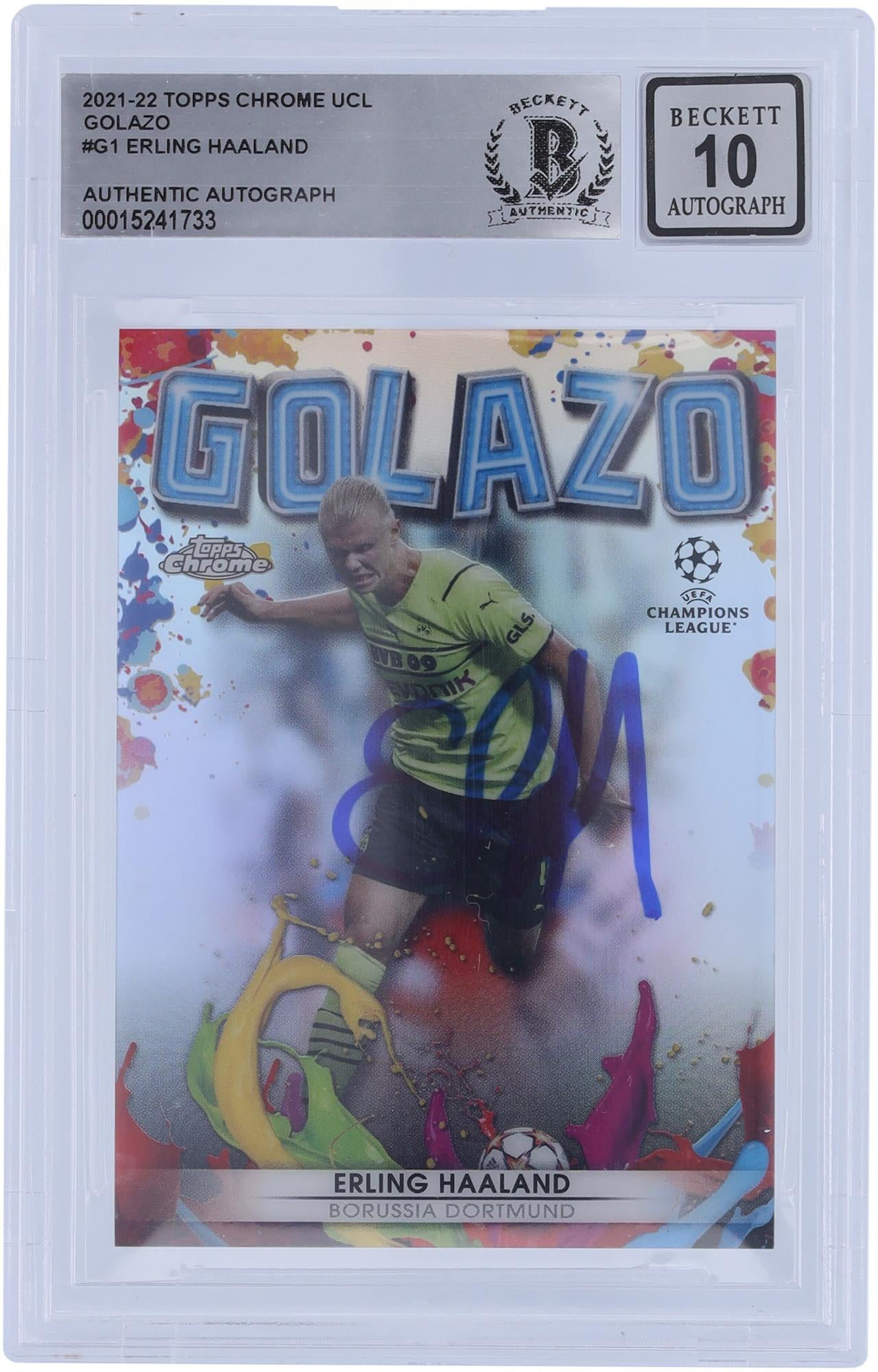 Erling Haaland Borussia Dortmund Autographed 2021 Topps Chrome Golazo # ...