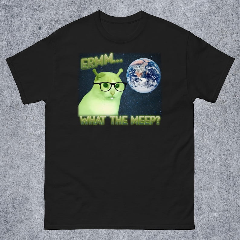Erm What the Meep Funny Alien Cat Meme Tee Shirt Gift for Woman and Man ...