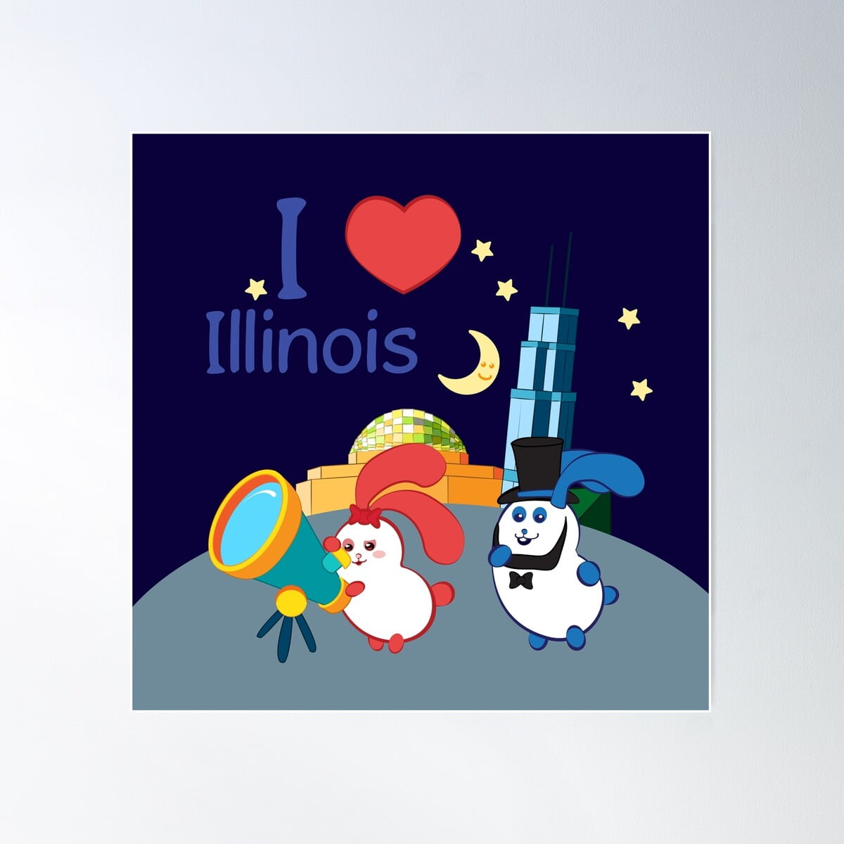 Ernest And Coraline | I Love Illinois Poster Wall Art, Modern Wall ...