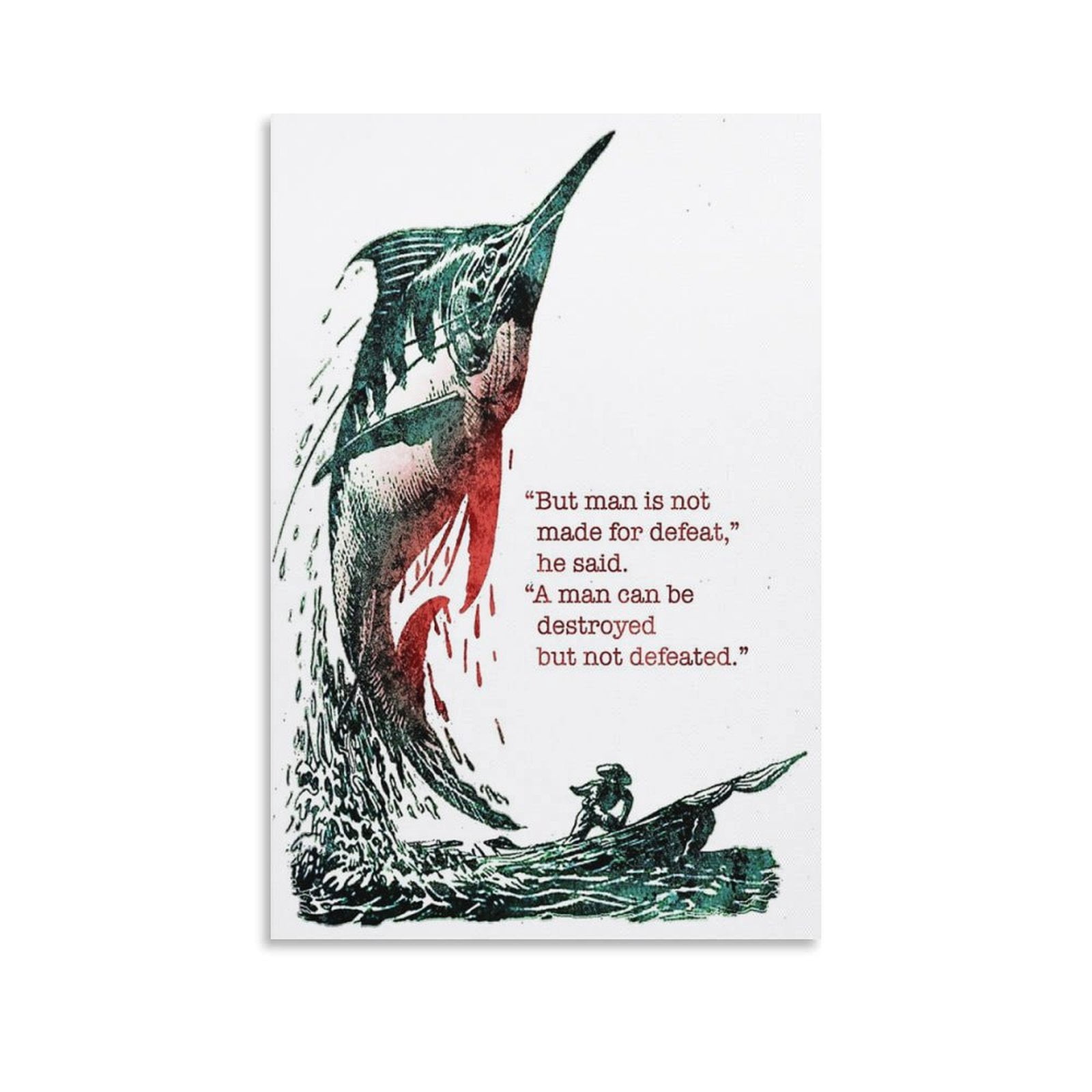 Ernest Hemingway - The Old Man And The Sea Poster Canvas Art Poster and ...