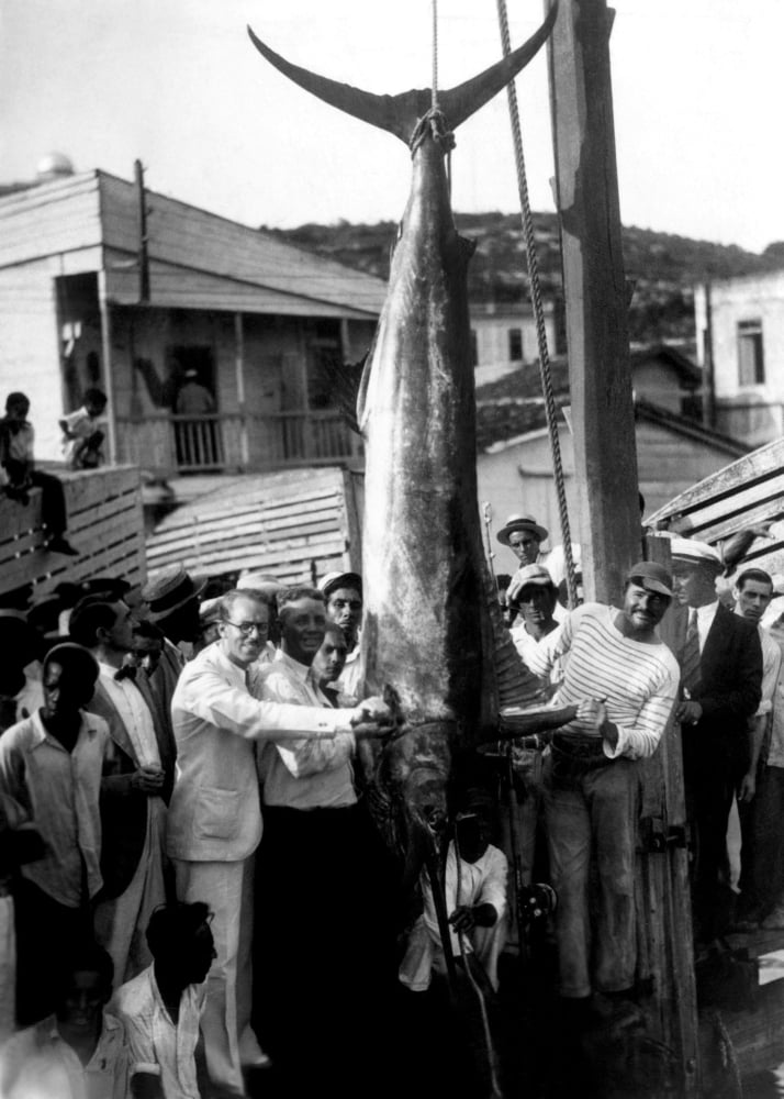 Ernest Hemingway With A Record Breaking Black-Marlin Caught On A Recent ...
