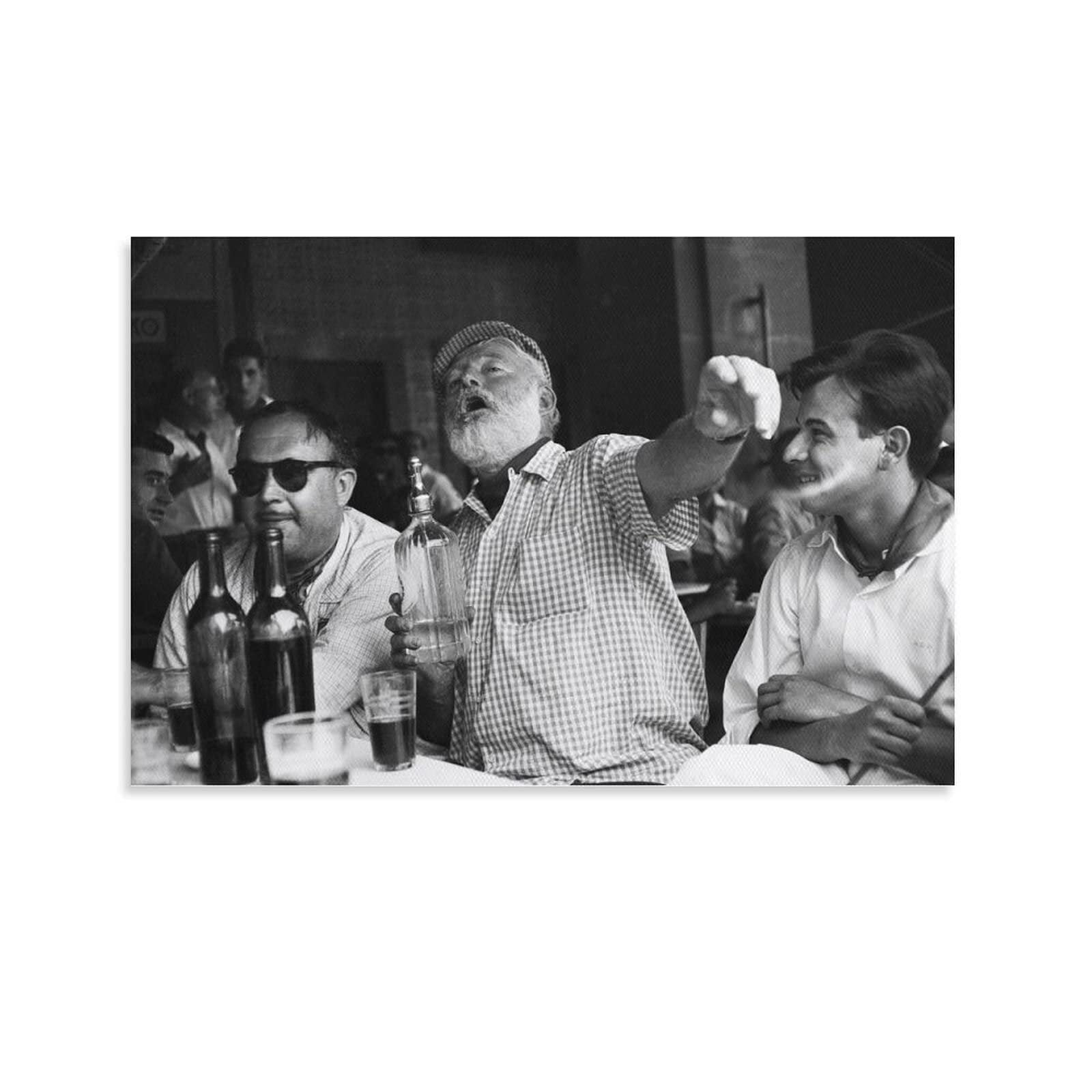 Ernest Hemingway Writer in Drinking Black And White Art Deco Aesthetic ...