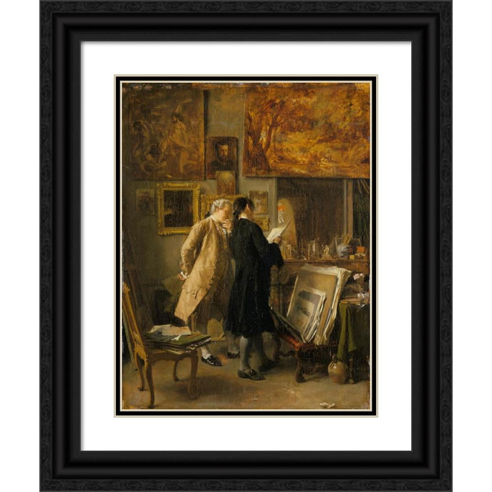 Ernest Meissonier 12x14 Black Ornate Wood Framed Double Matted Museum ...