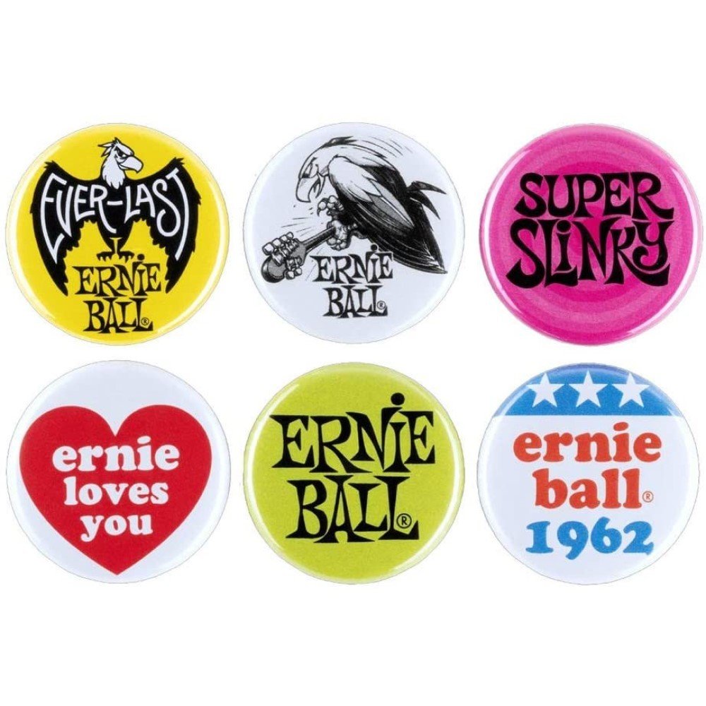 Ernie Ball Assorted Buttons Slinky Everlast Logos 1 6pk - Walmart.com