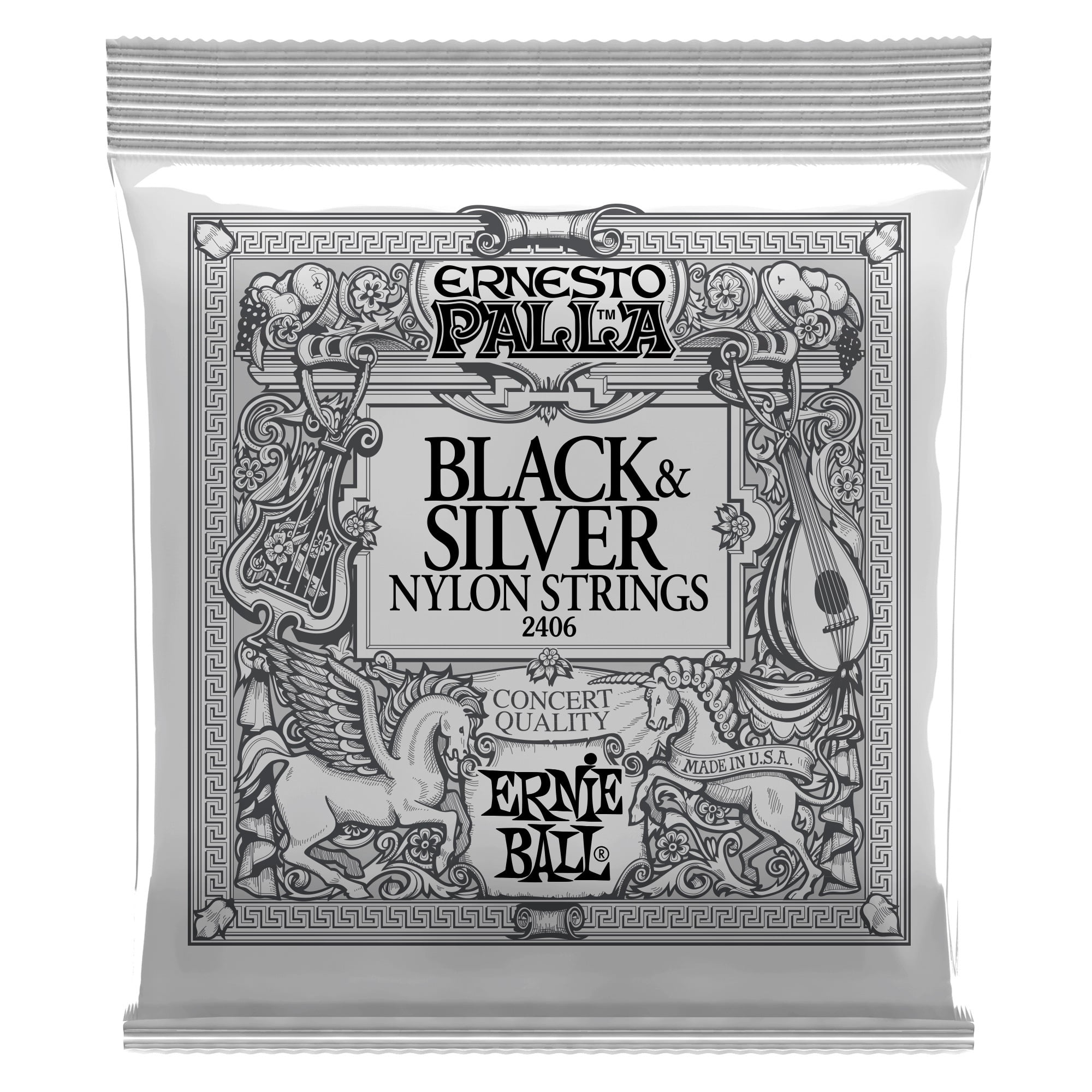 Ernie Ball Ernesto Palla Black & Silver Nylon Classical Guitar Strings ...