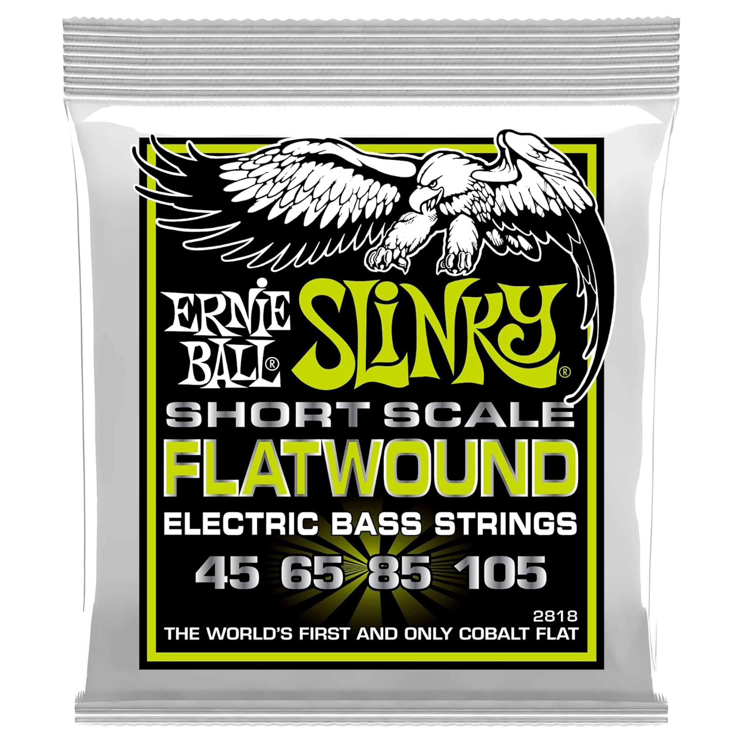 Ernie Ball Slinky Cobalt Flatwound Short Scale Electric Bass Strings 45 ...
