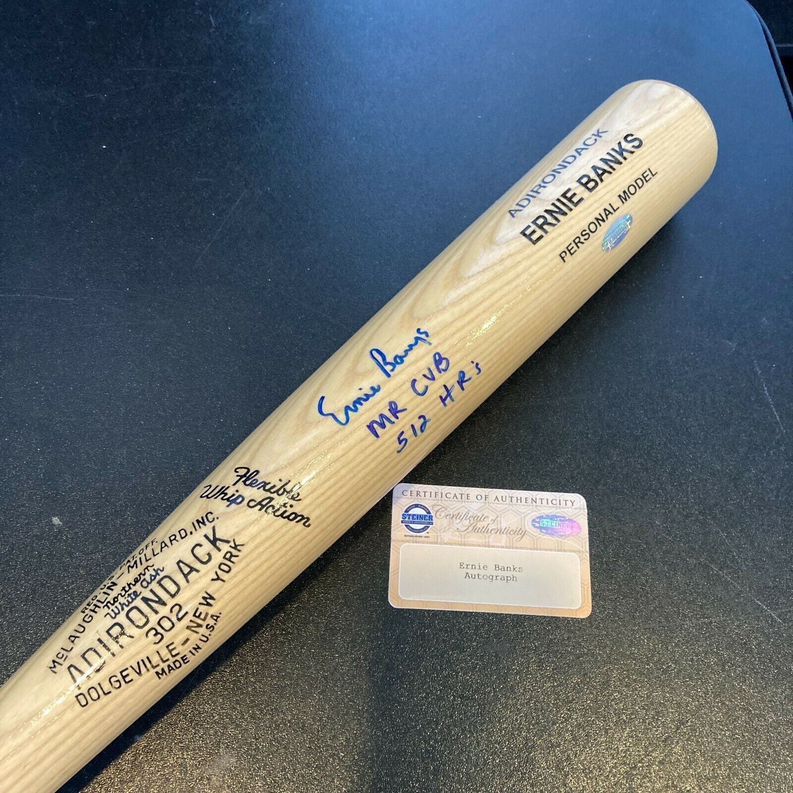 Ernie Banks "Mr. Cub 512 Home Runs" Signed Game Model Bat Steiner COA ...