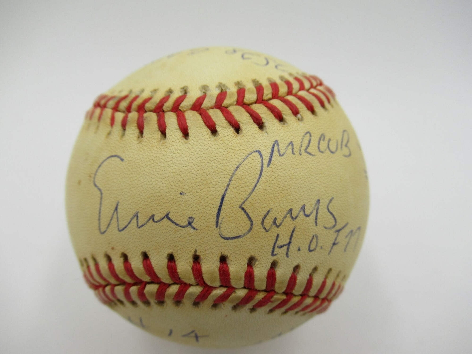 Ernie Banks Signed Heavily Inscribed Career STAT Baseball Reggie ...