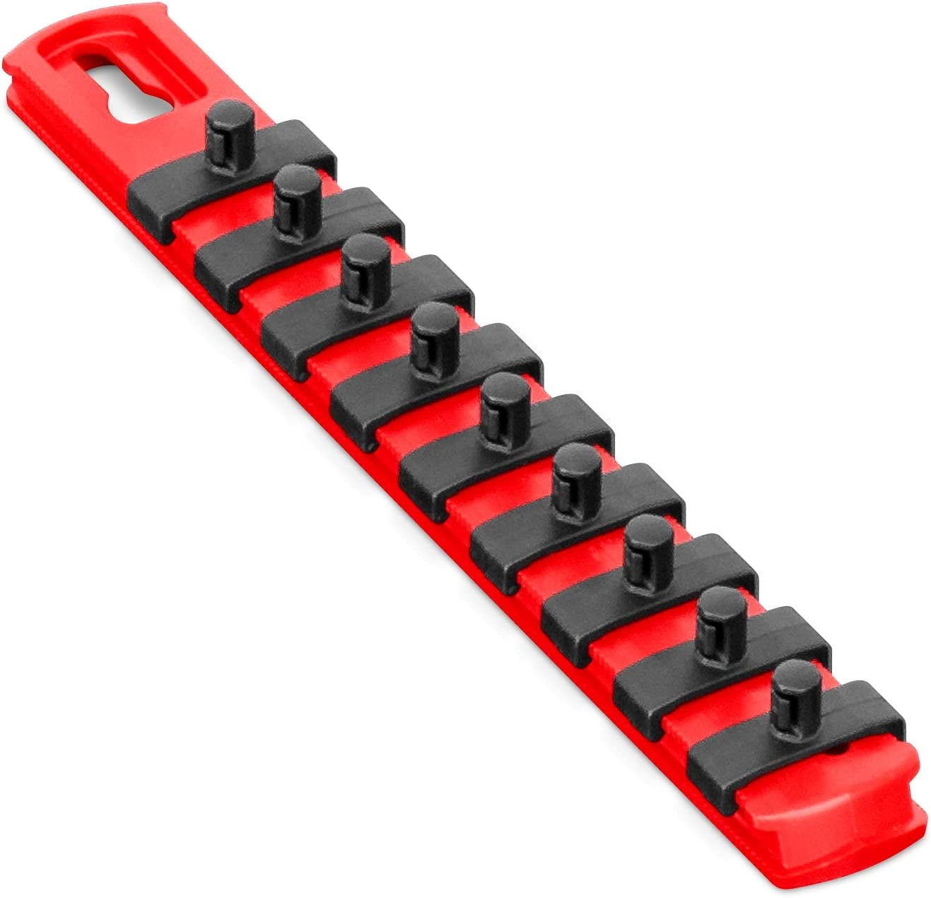 Ernst ERN8410 8 in. Socket Organizer & 9 Socket Clips - Black & Red - 0 ...