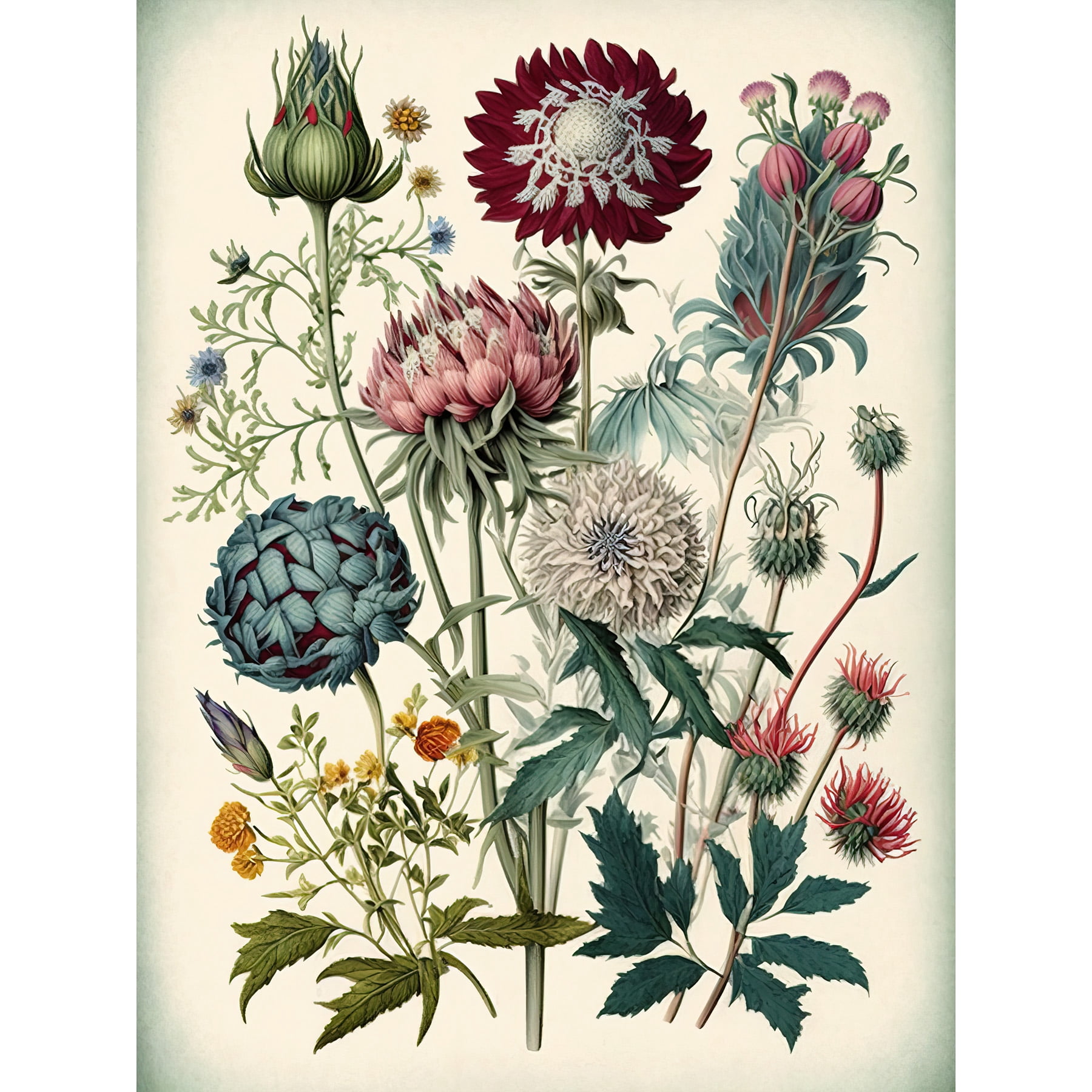 Ernst Haeckel Style Vintage Botanical Plant Study Modern Watercolour ...
