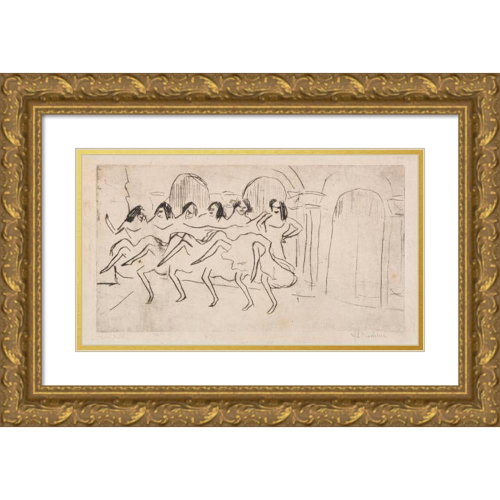 Ernst Ludwig Kirchner 14x10 Gold Ornate Wood Frame and Double Matted ...