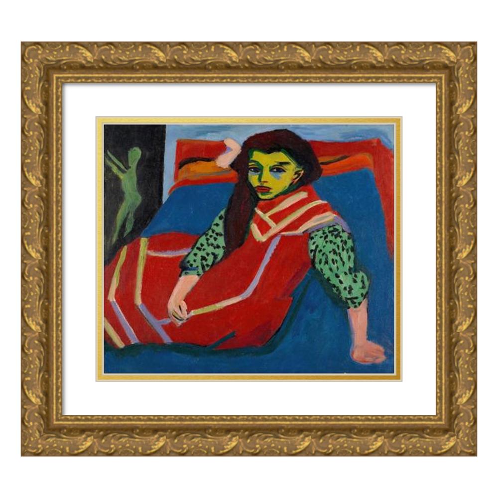 Ernst Ludwig Kirchner 14x12 Gold Ornate Wood Frame and Double Matted ...