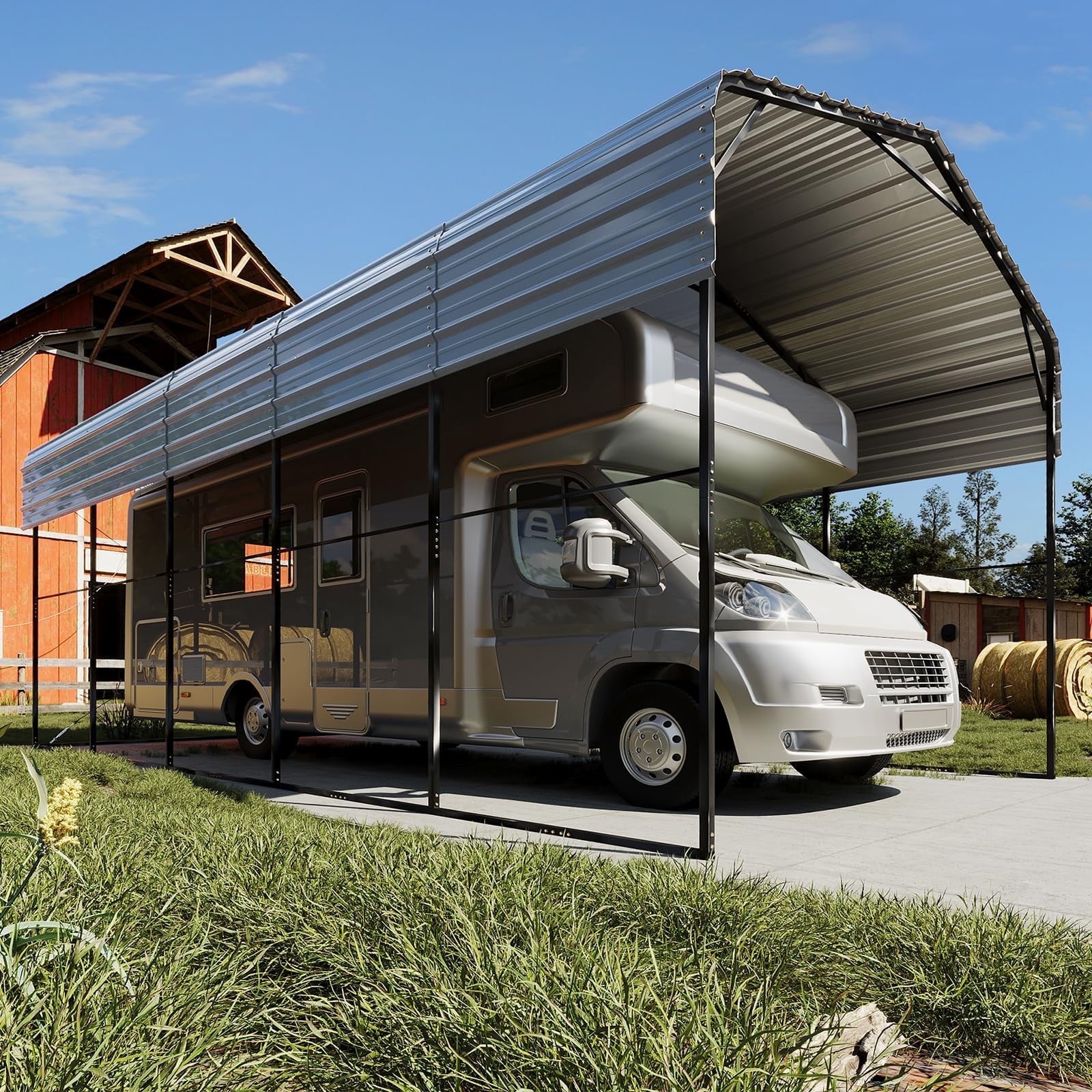 Erommy 14x25ft RV Carport,Outdoor Heavy Duty Metal Carport with ...