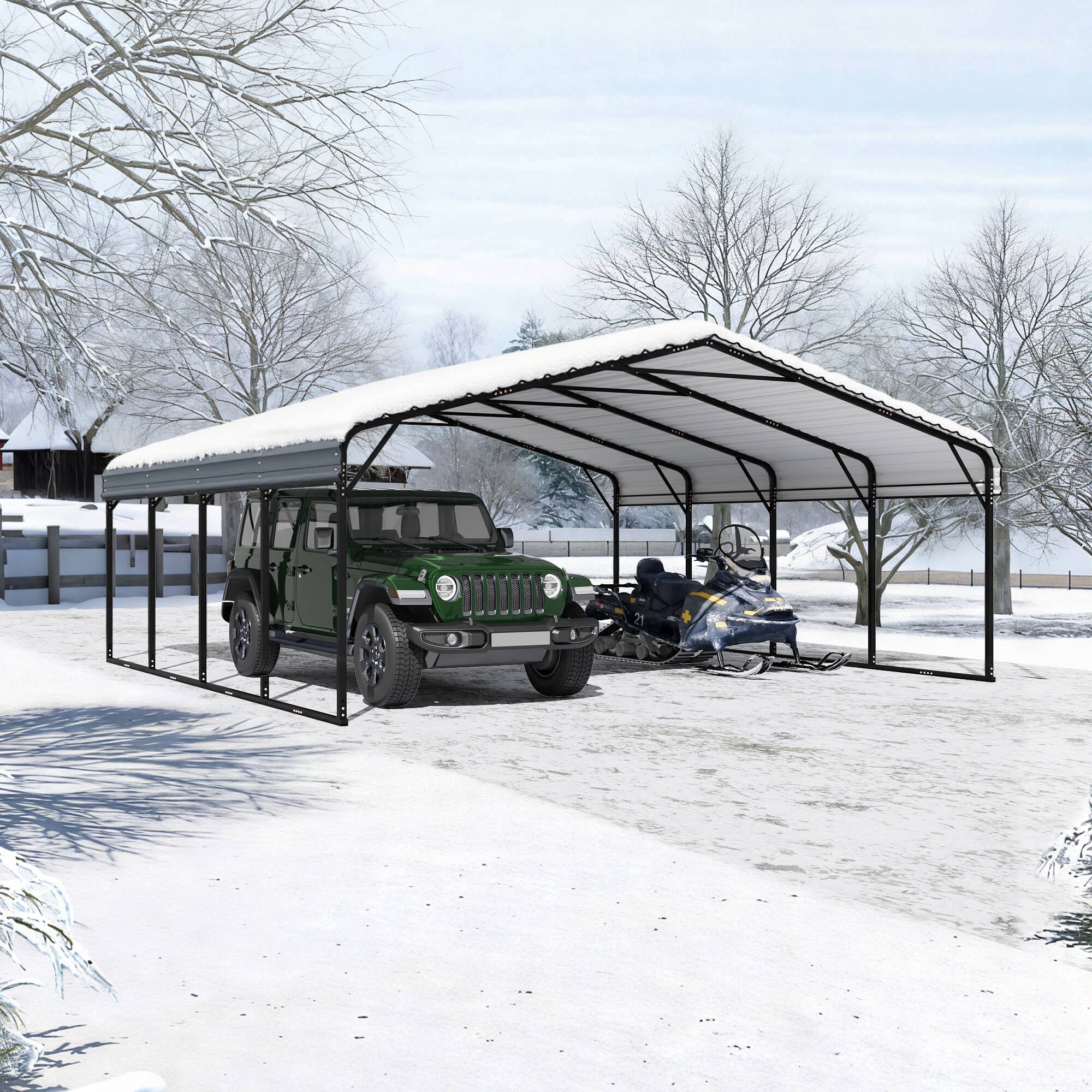 Erommy 20' x 20' Metal Carport,Heavy Duty Carports and Shelters with ...