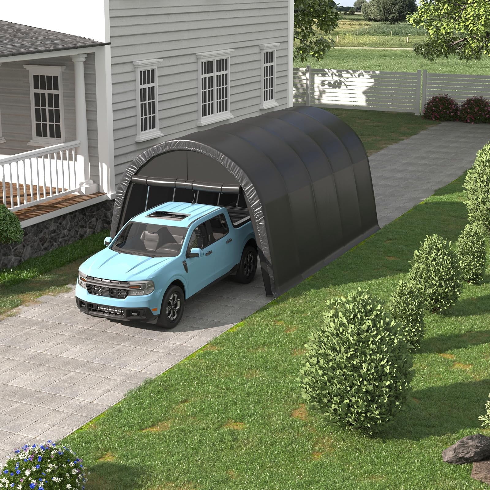 Erommy Carport 10 x 20 FT Heavy Duty, Portable Garage with All-Steel ...