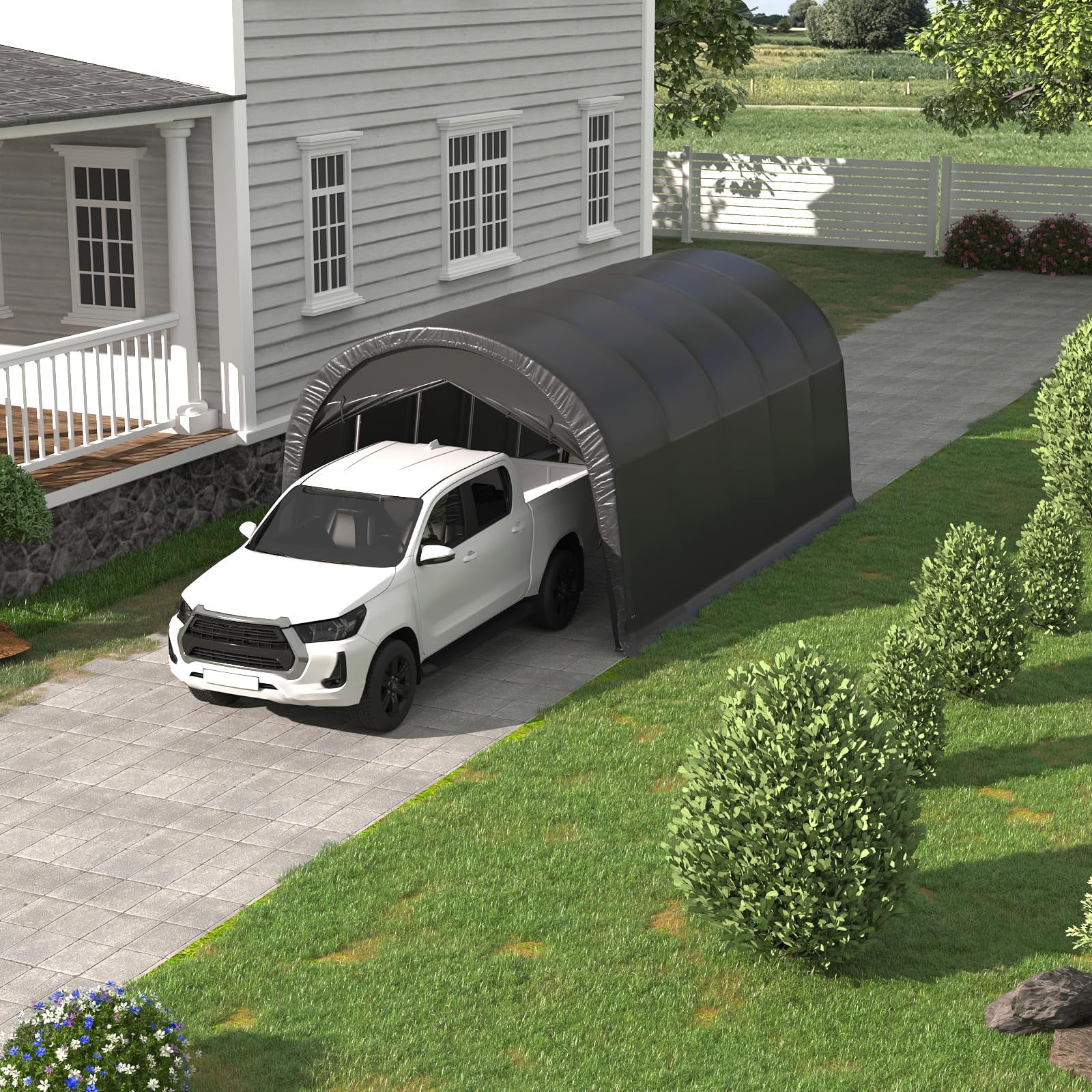Erommy 12 x 20 FT Heavy Duty Carport, Portable Carport with All-Steel ...