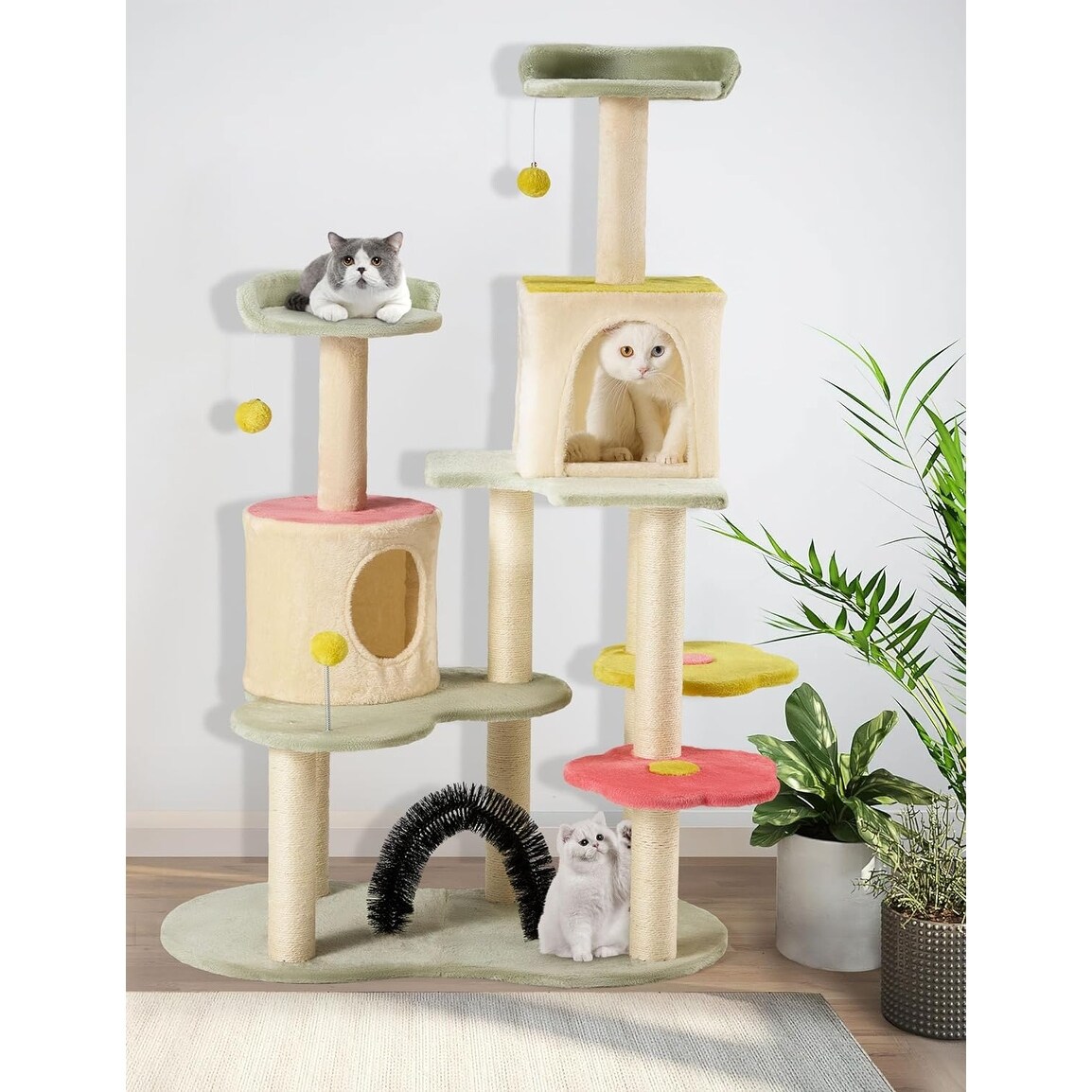 Erommy Cat Tree Tower,Indoor Cat Tree with Sisal Scratching Posts, Cozy ...