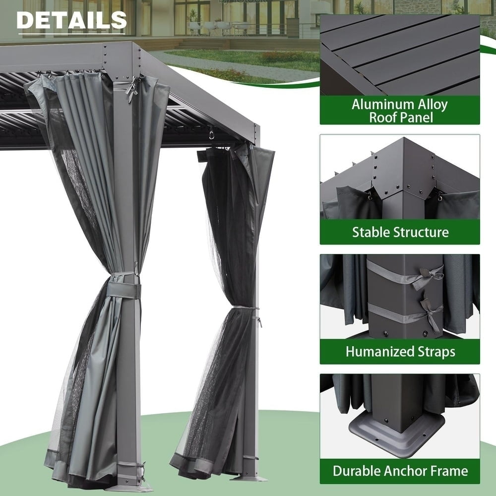Erommy Outdoor Louvered Pergola, Outdoor Patio Hardtop Gazebo ...