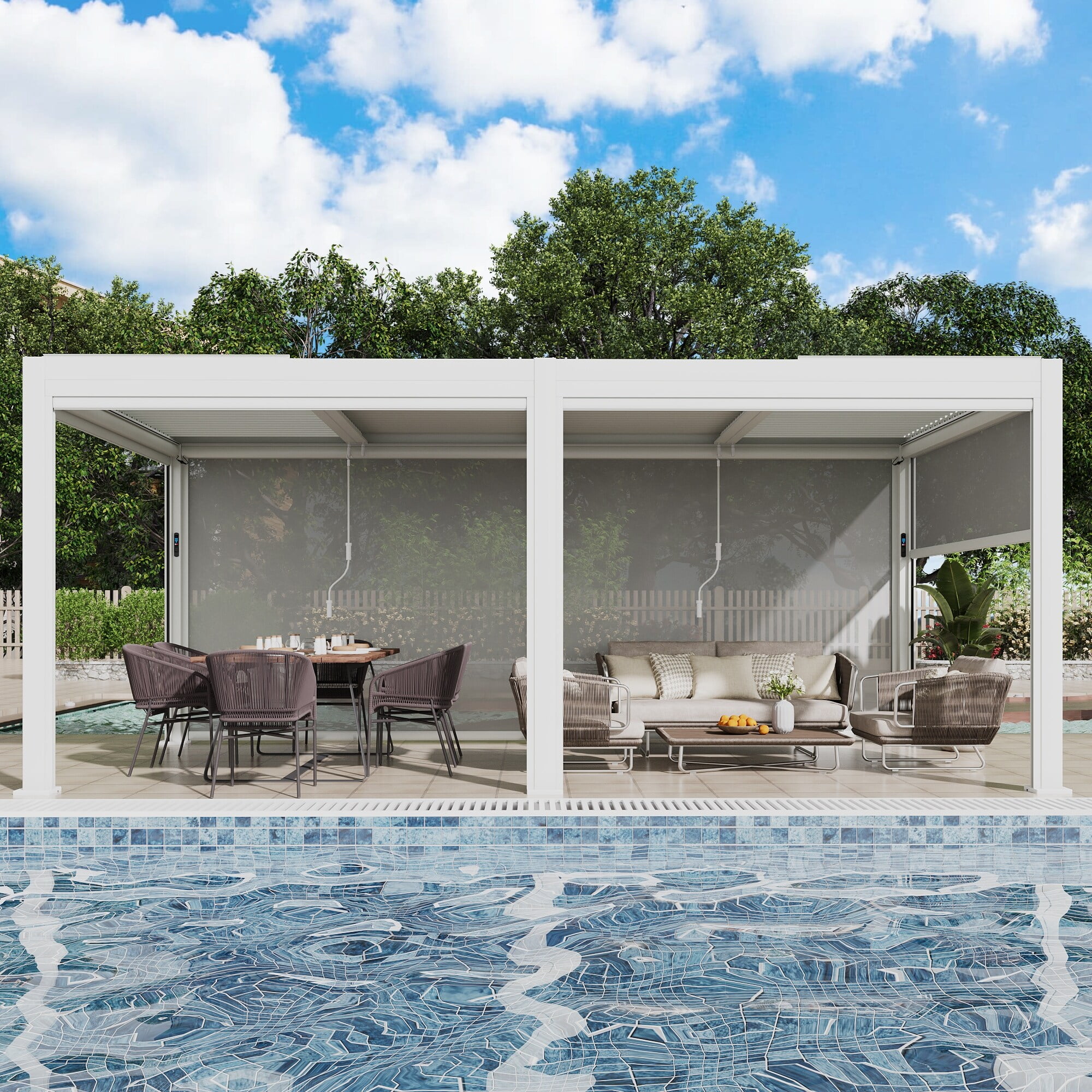 Erommy Outdoor Louvered Pergola with Adjustable Aluminum Rainproof Roof ...