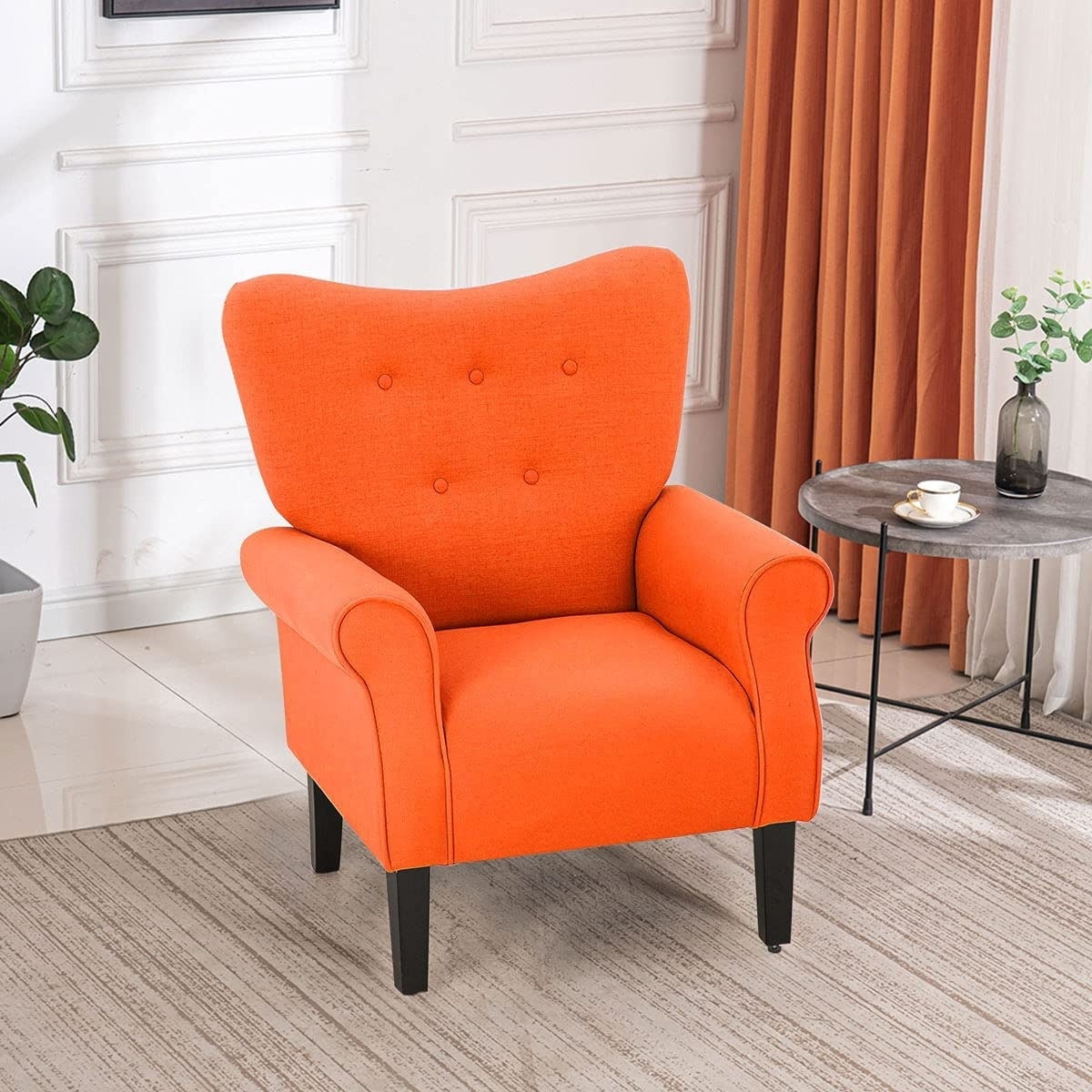 Erommy Wing back Arm Chair, Upholstered Fabric High Back Chair with ...