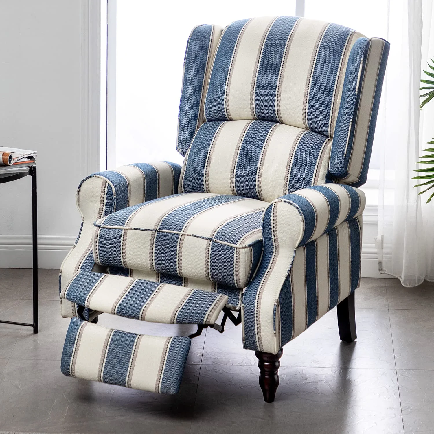 Push Back Recliners, Tina's Home Wingback Wood Legs Armchairs Living ...