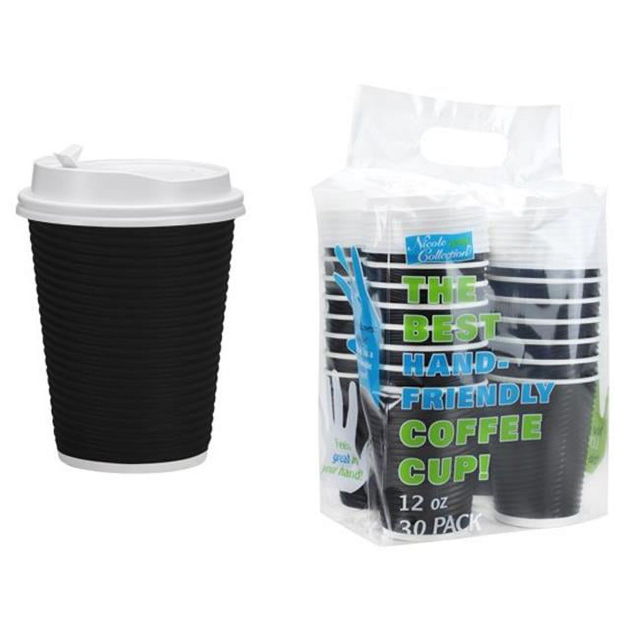 Eros KIN00743 12 oz Nicole Home Collection Ripple Hot Cup with Lid ...