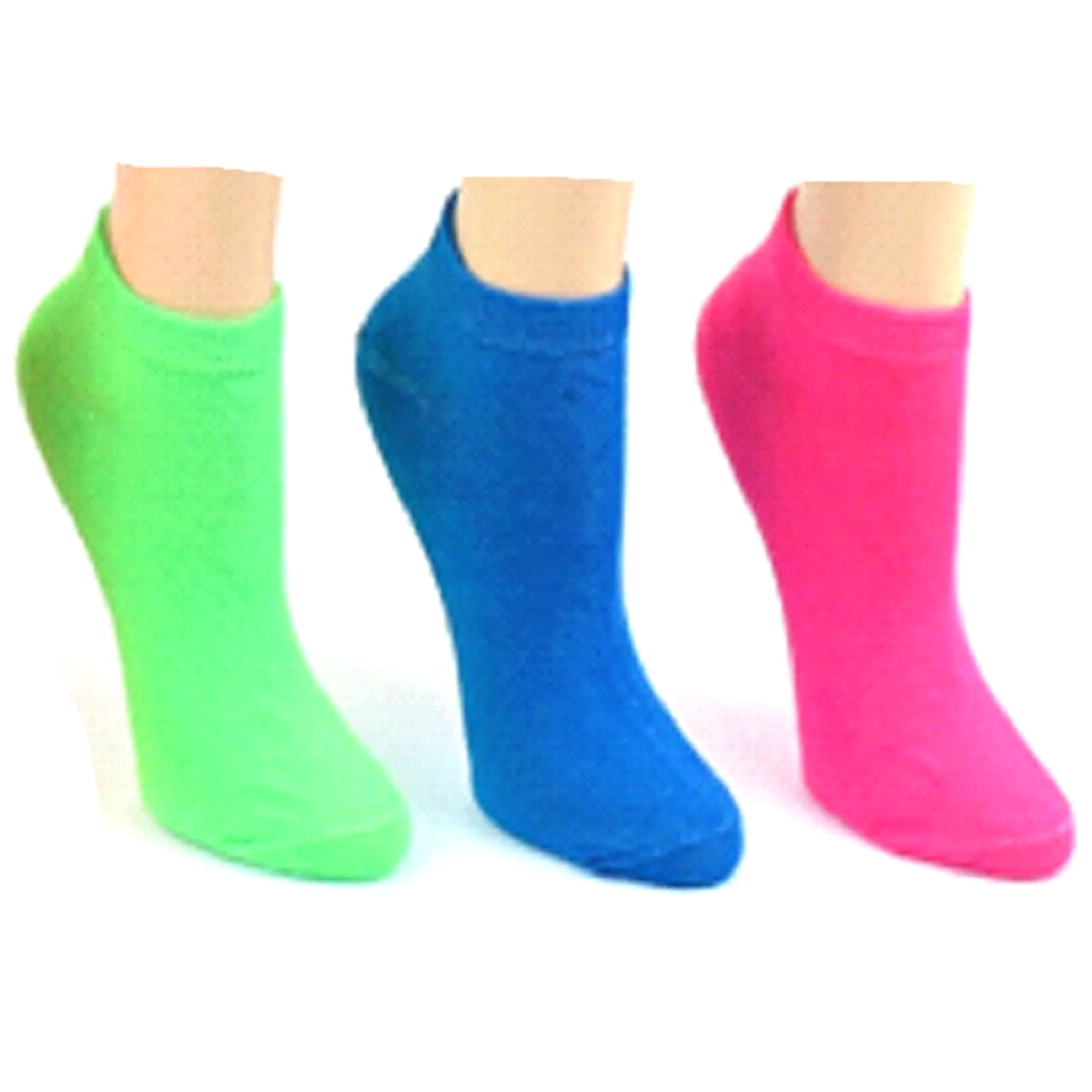Eros Women's Low Cut Neon Socks - 3pk - Green/Blue/Hot Pink (9-11 ...